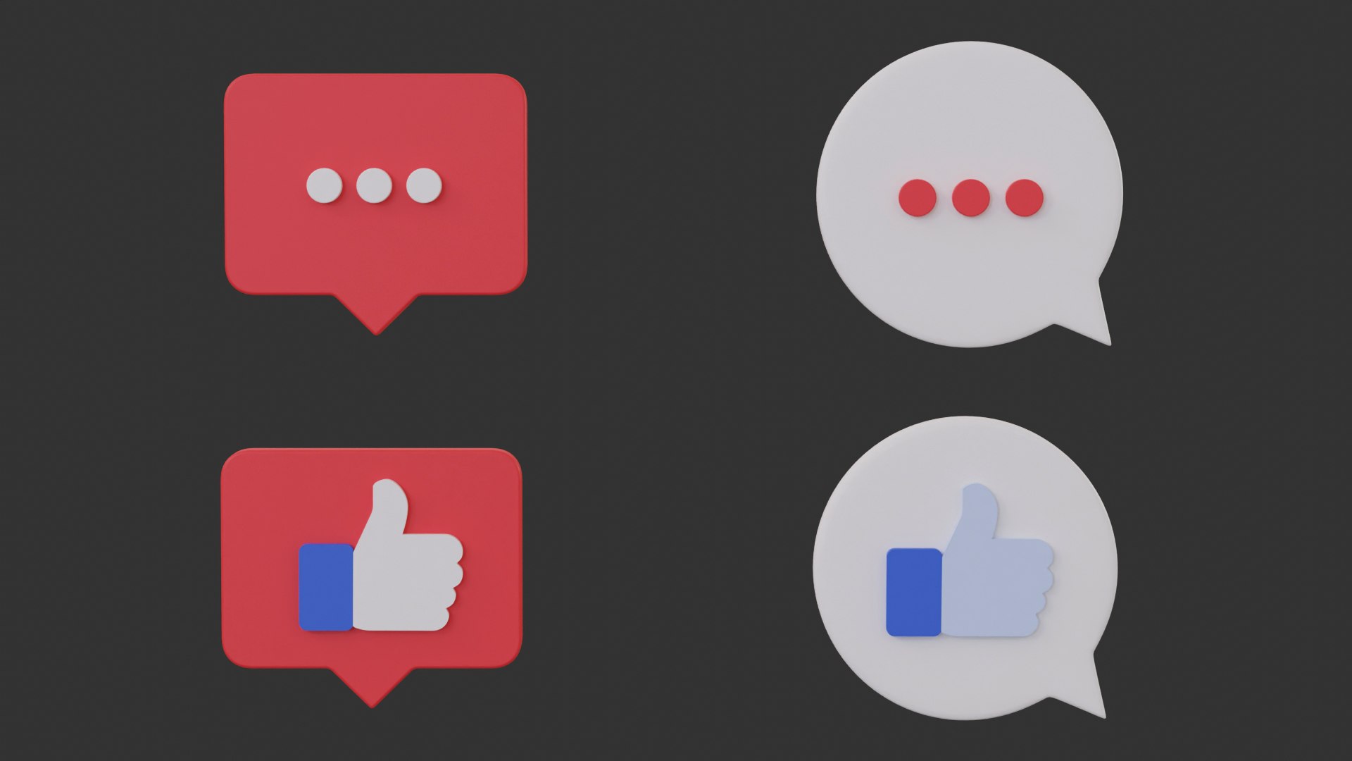 Bubble Notification Icon Set 3D Model - TurboSquid 1965510