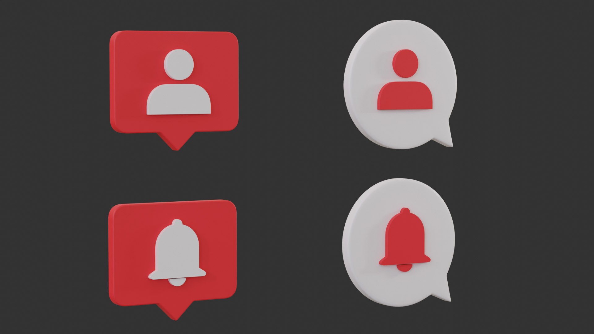 Bubble Notification Icon Set 3D Model - TurboSquid 1965510