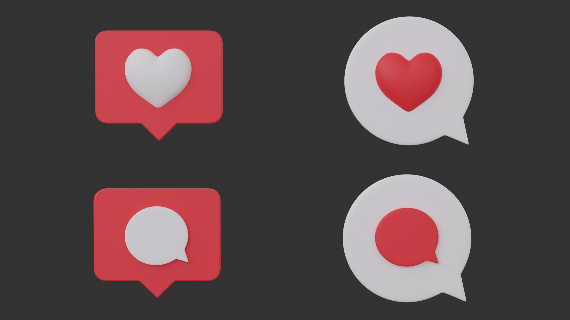 Bubble Notification Icon Set 3D Model - TurboSquid 1965510