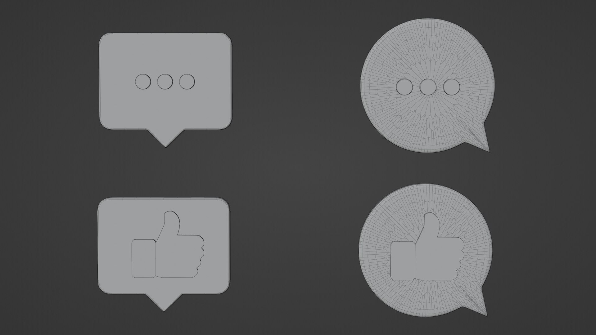Bubble Notification Icon Set 3D Model - TurboSquid 1965510