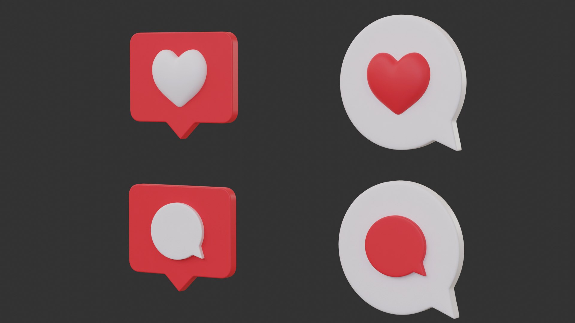 Bubble Notification Icon Set 3D Model - TurboSquid 1965510