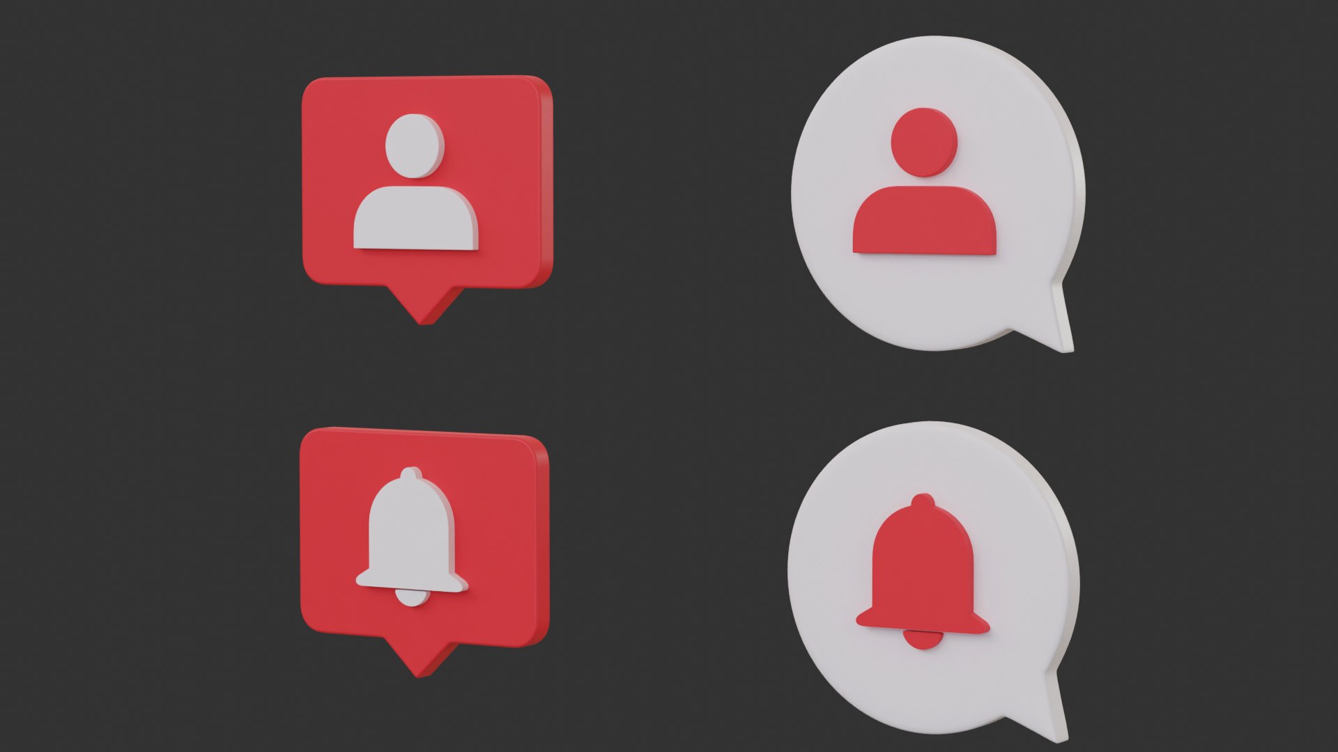 Bubble Notification Icon Set 3D Model - TurboSquid 1965510