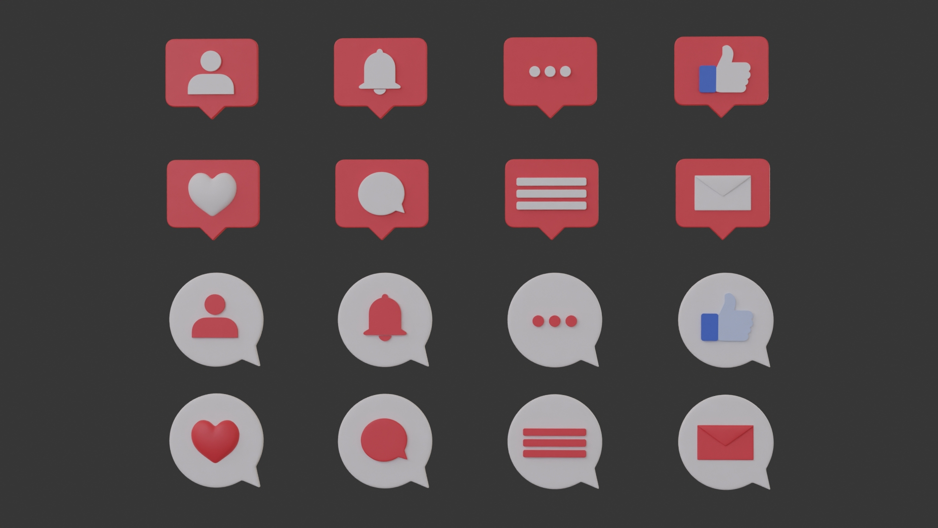 Bubble Notification Icon Set 3D model - TurboSquid 1965510