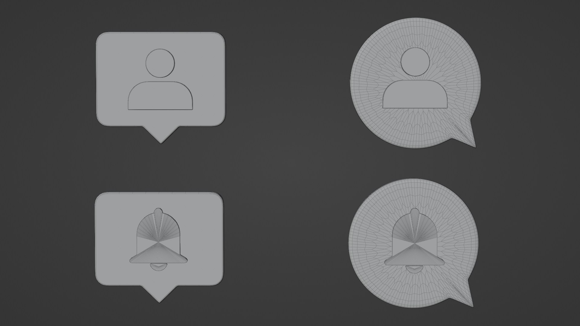 Bubble Notification Icon Set 3D Model - TurboSquid 1965510