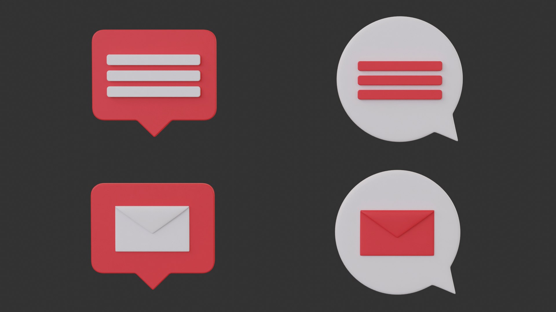 Bubble Notification Icon Set 3D Model - TurboSquid 1965510