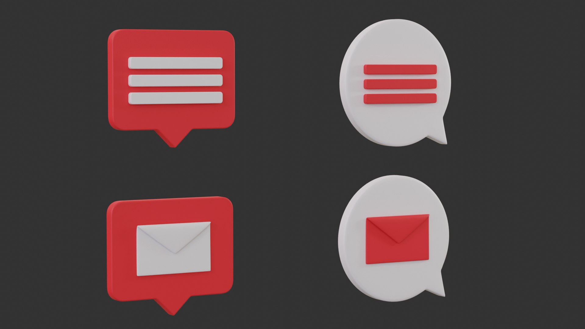 Bubble Notification Icon Set 3D Model - TurboSquid 1965510