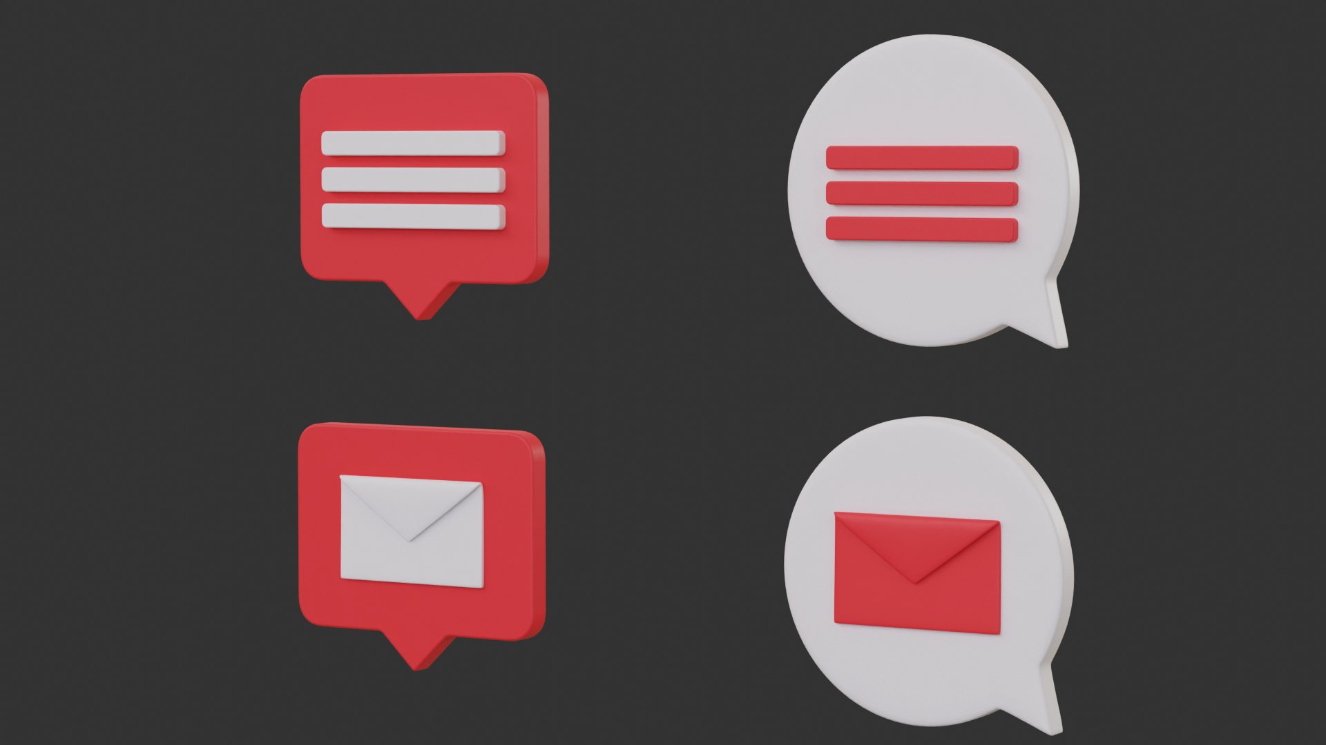 Bubble Notification Icon Set 3D Model - TurboSquid 1965510