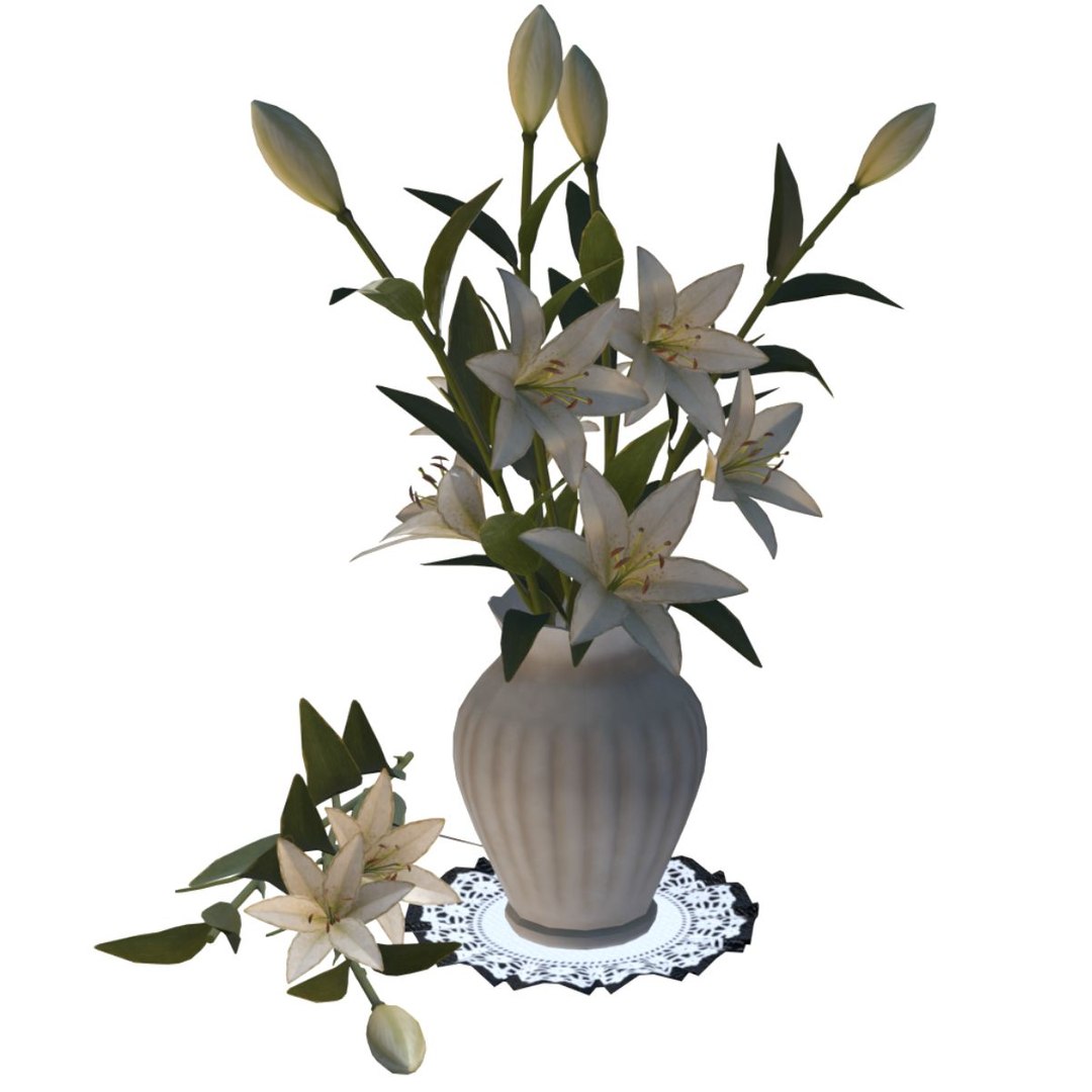 White Lilies In A Vase 3D Model 3D Model - TurboSquid 2305100