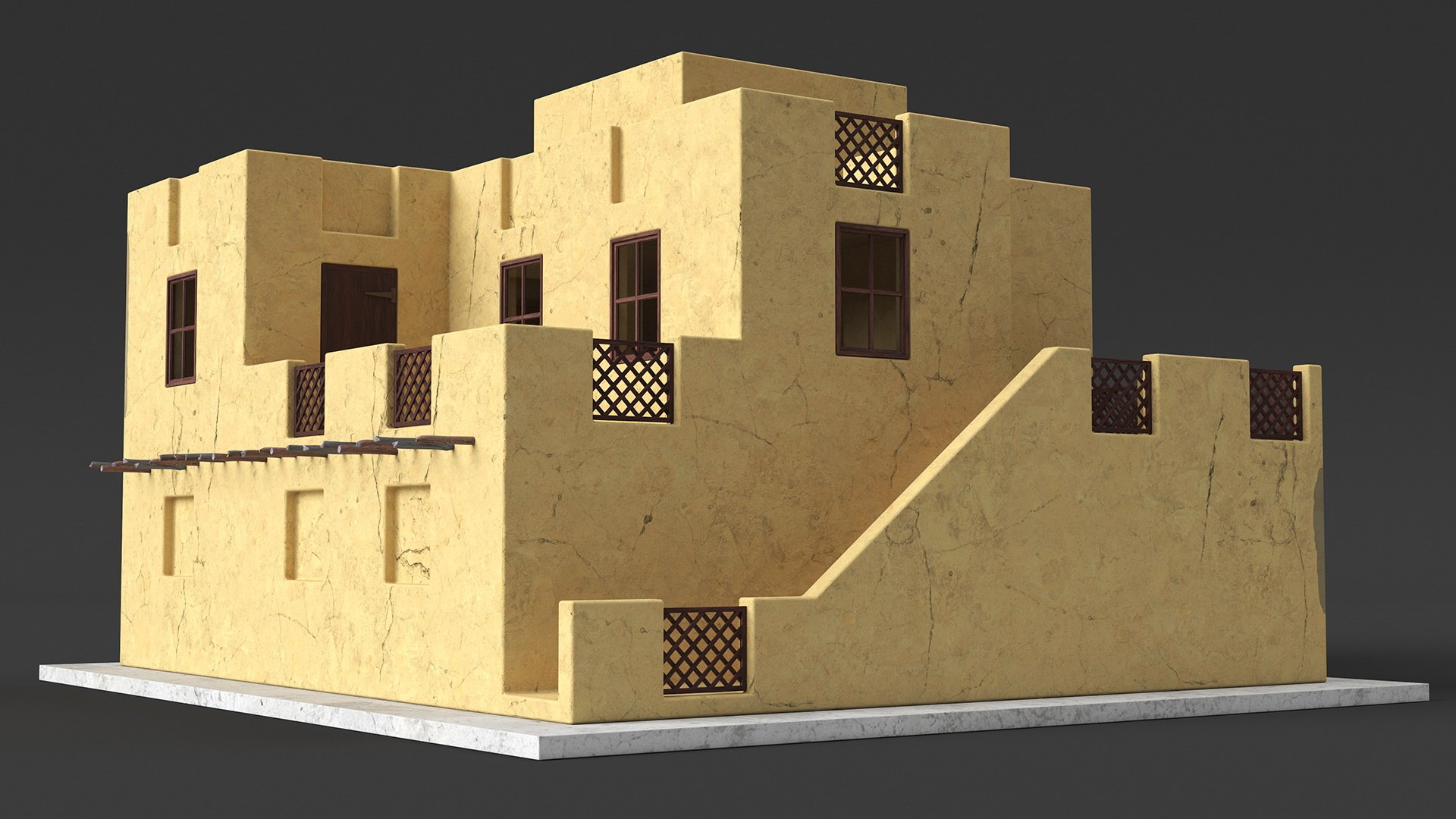 Two Levels Arabian Style House 3D Model - TurboSquid 2279794