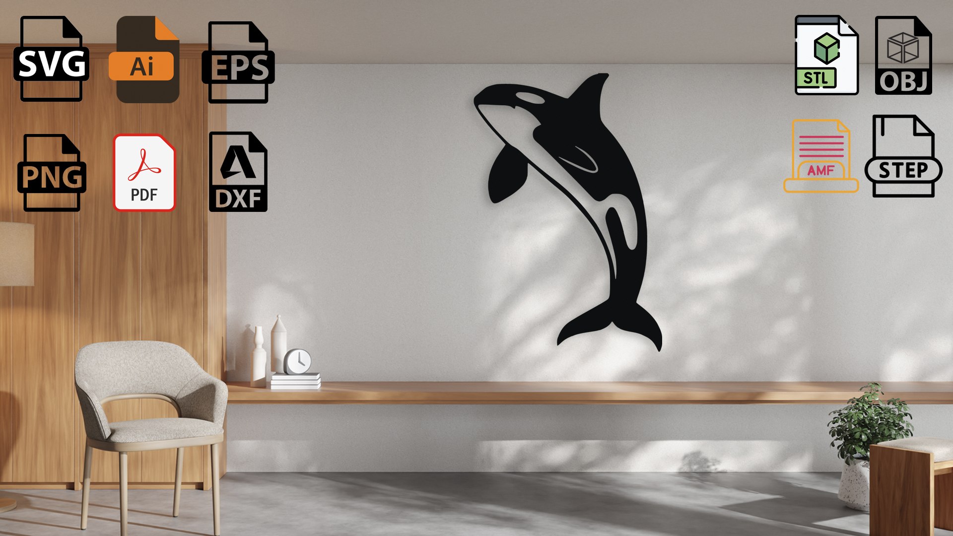3D Orca Whale Wall Decor Model - TurboSquid 2427503