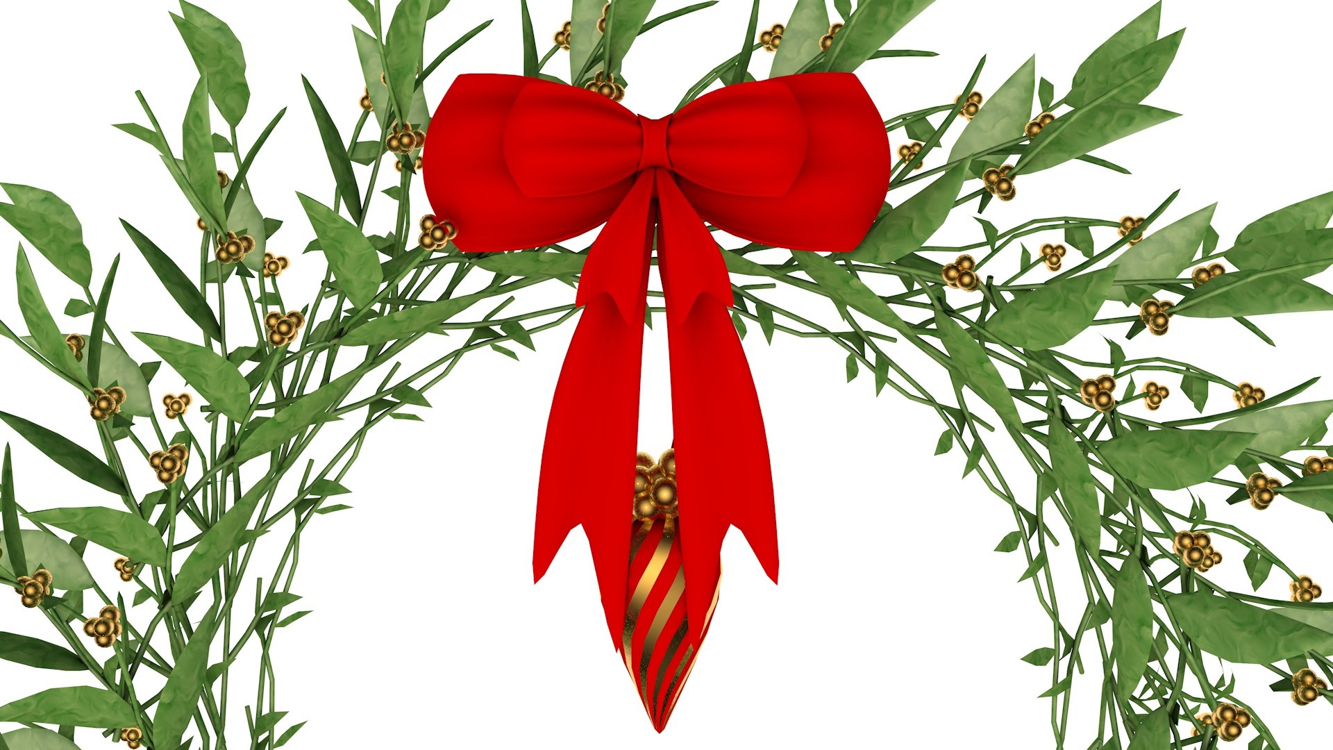 Mistletoe Wreath With Red Bow 3D Model - TurboSquid 1811148