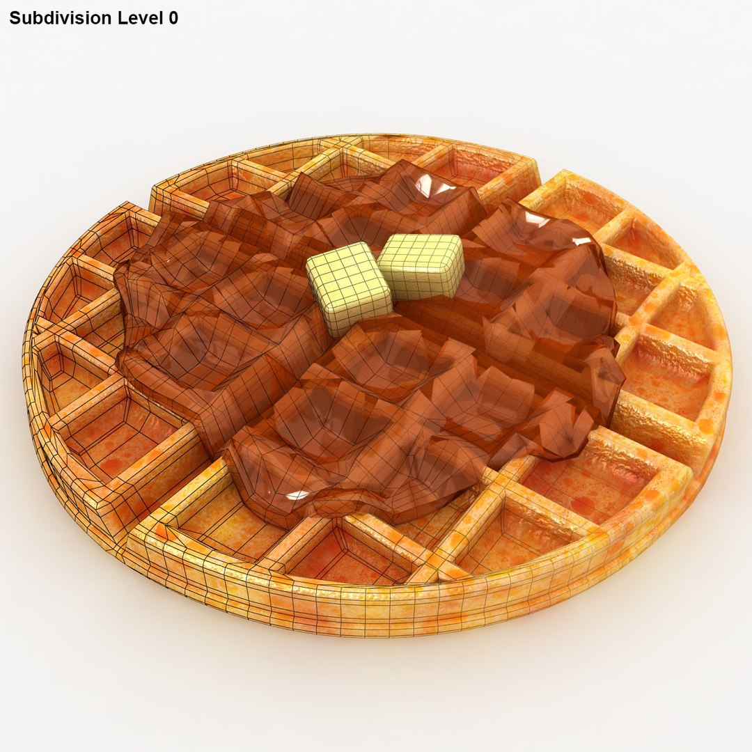 3d Model Realistic Waffle Honey Butter