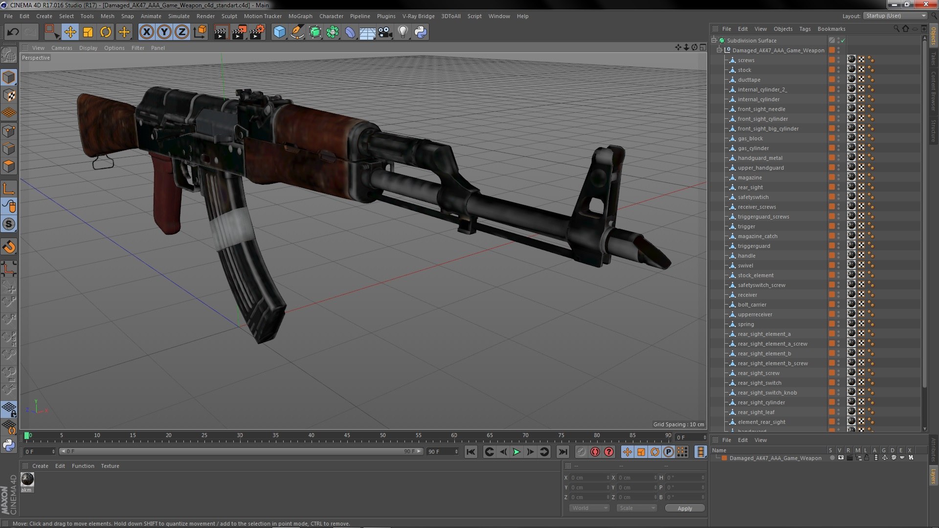Damaged AK47 AAA Game Weapon 3D model - TurboSquid 2099645