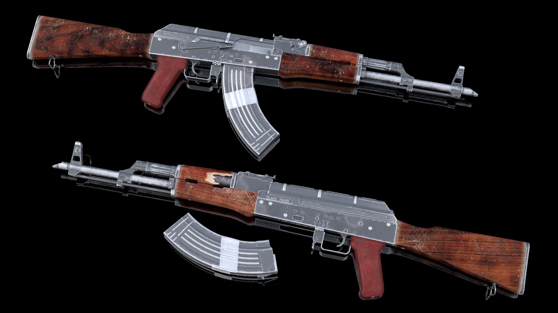 Damaged AK47 AAA Game Weapon 3D Model - TurboSquid 2099645
