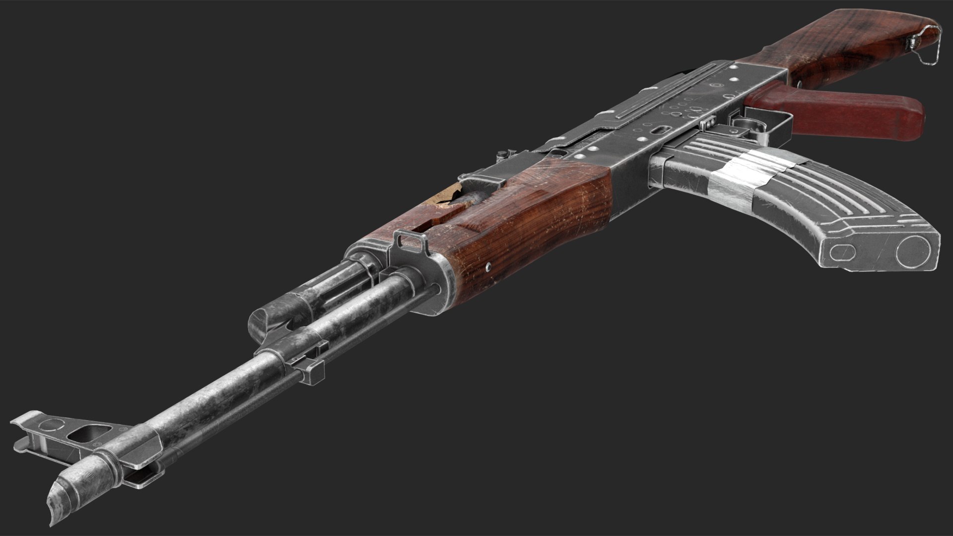 Damaged AK47 AAA Game Weapon 3D Model - TurboSquid 2099645
