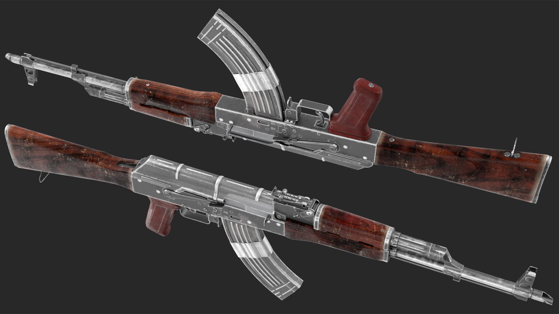 Damaged AK47 AAA Game Weapon 3D Model - TurboSquid 2099645