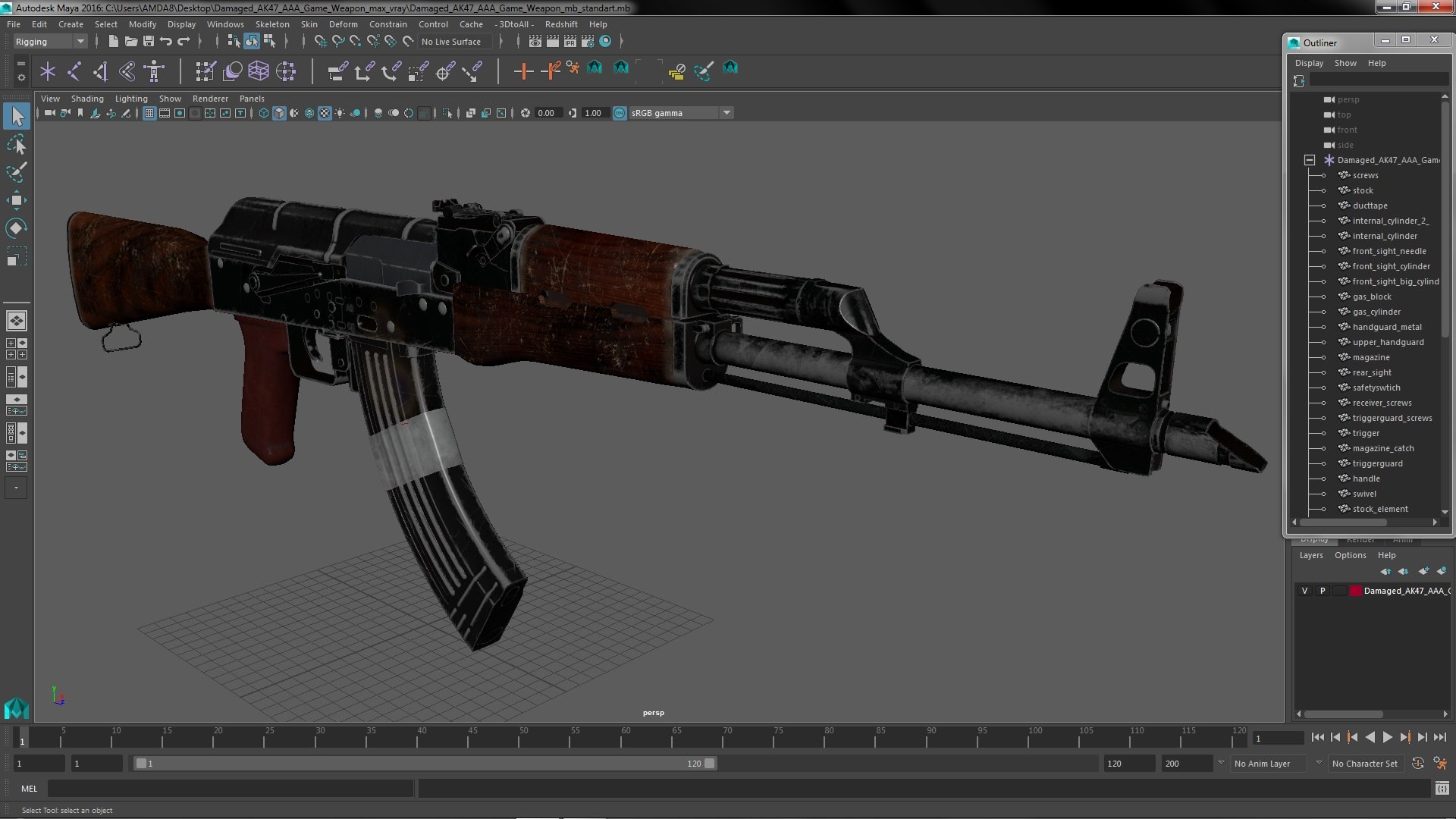 Damaged AK47 AAA Game Weapon 3D model - TurboSquid 2099645