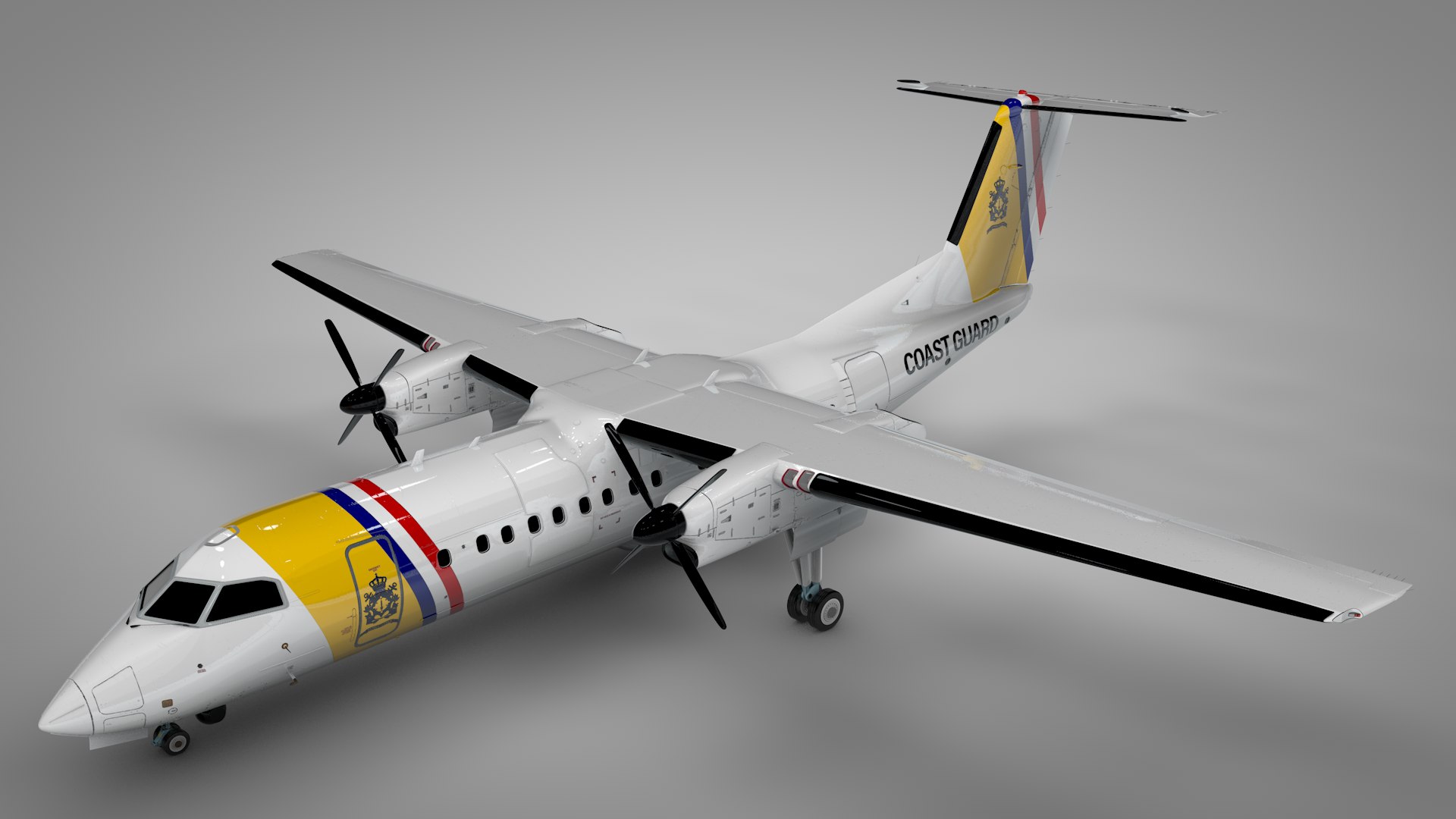 Dutch Caribbean Coast Guard Bombardier De Havilland Canada DHC-8 Q300 Dash 8 17963D模型 ...