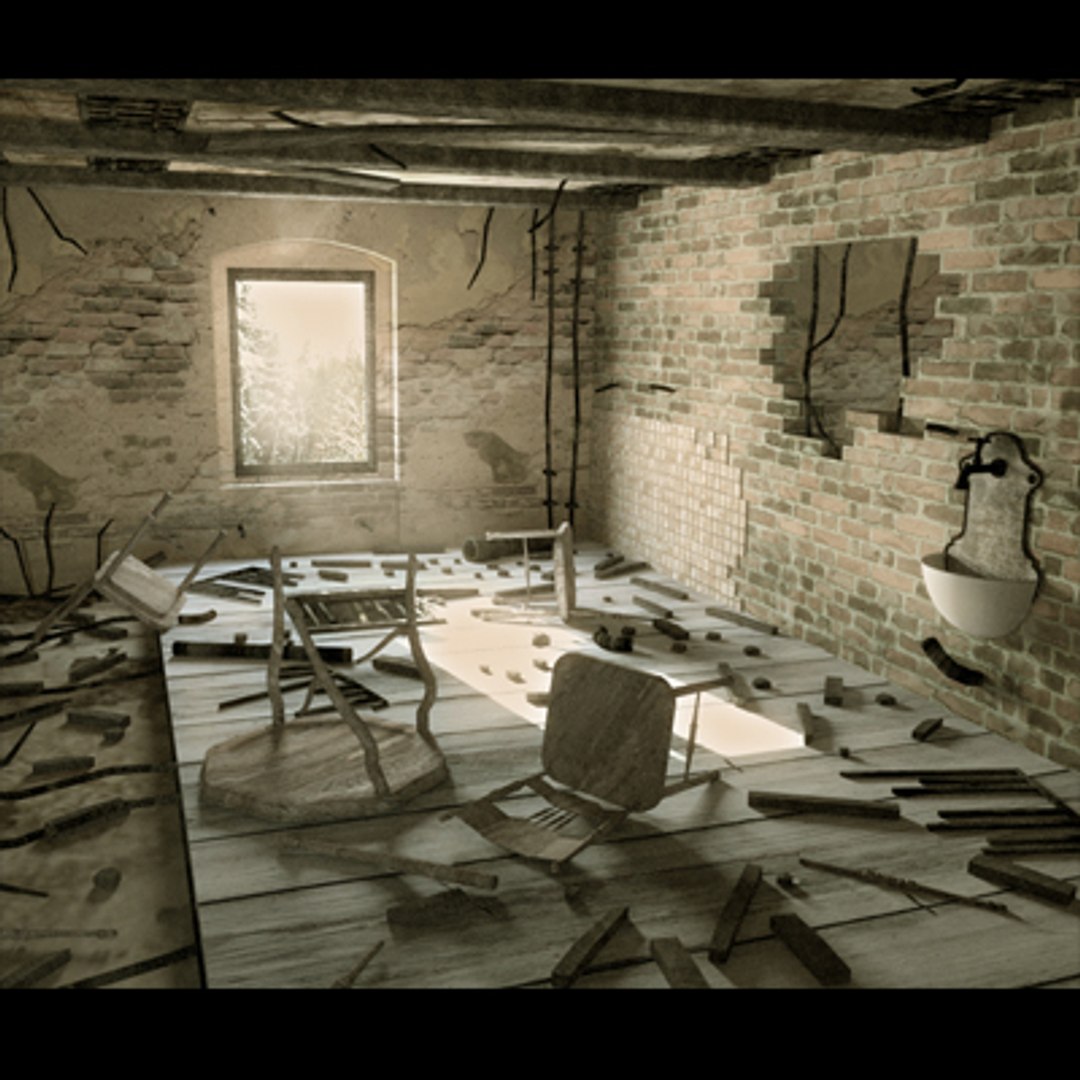 3d old ruined interior