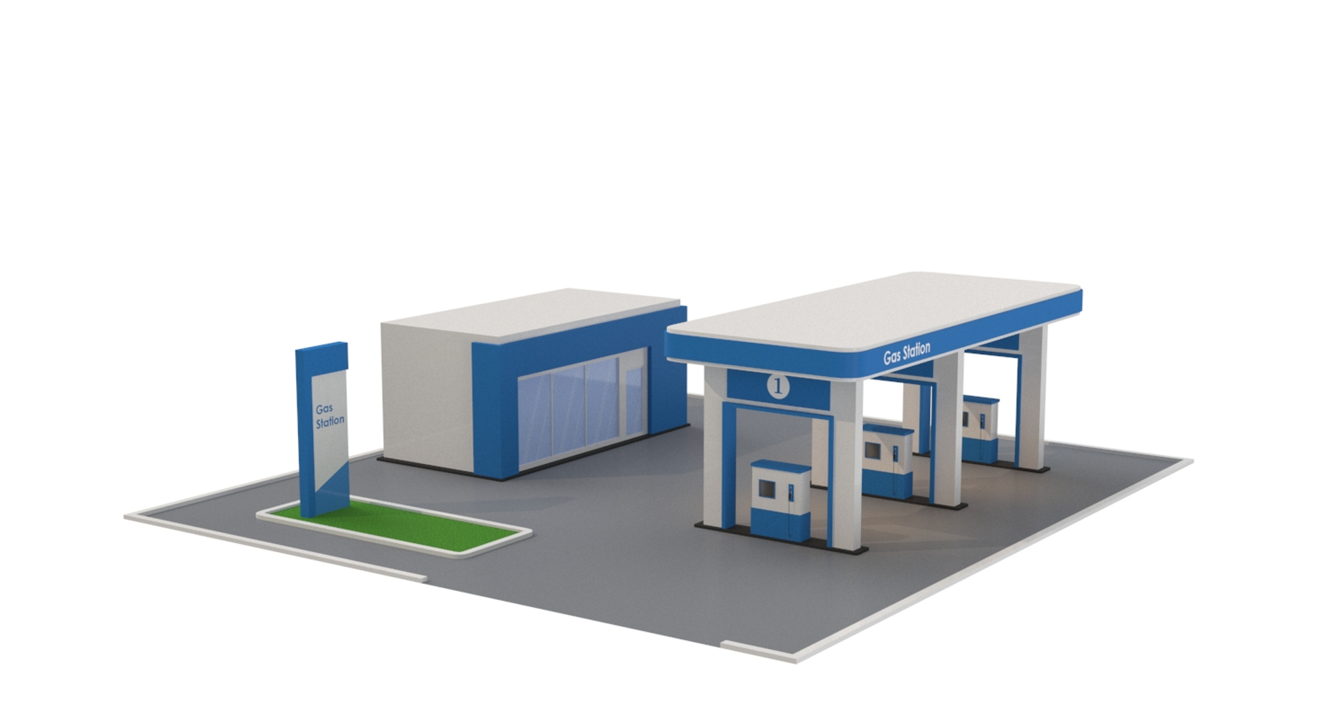Cartoon Gas Station 3D Model - TurboSquid 1386665