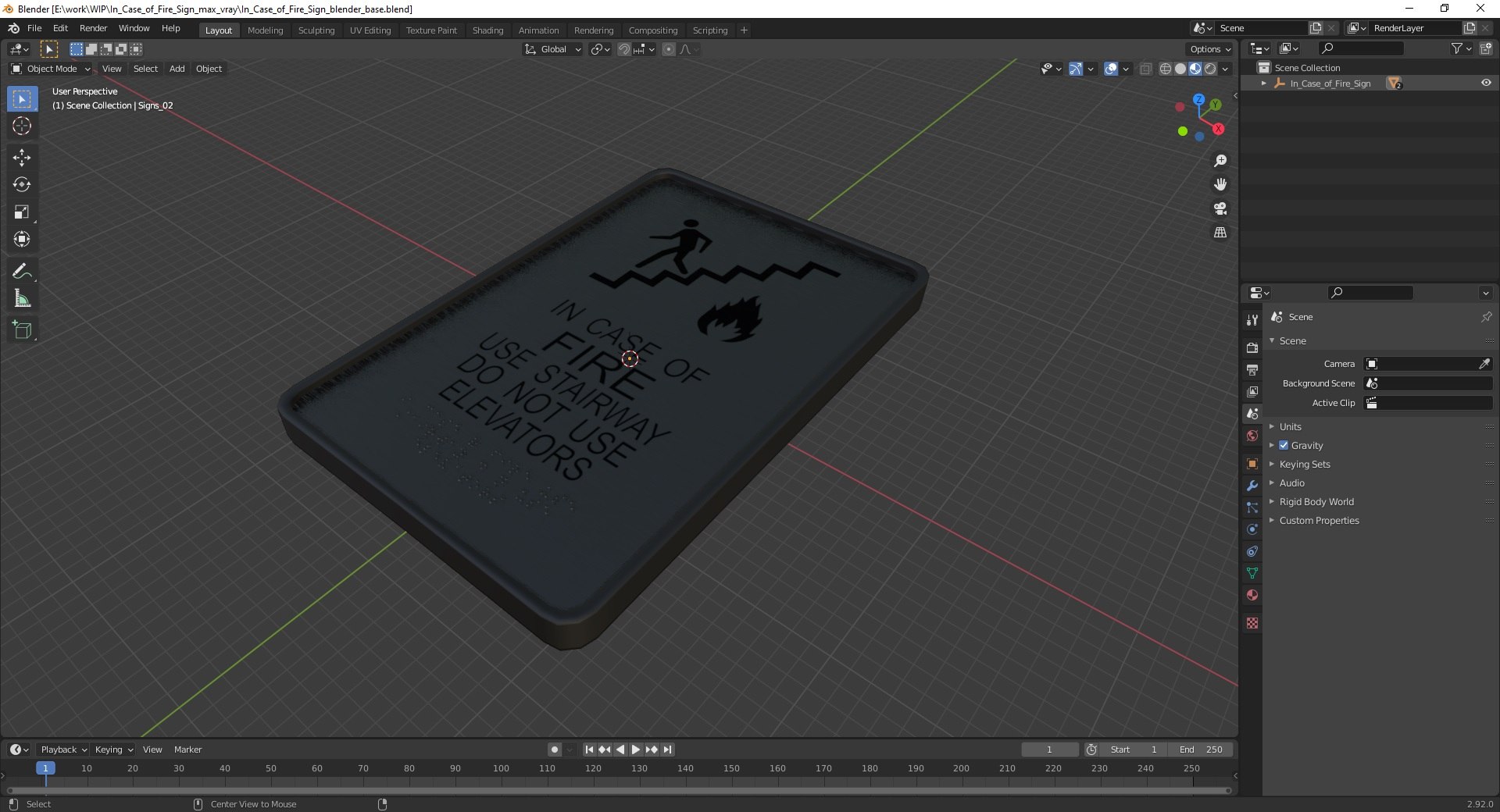 3D In Case Of Fire Sign Model - TurboSquid 2040300