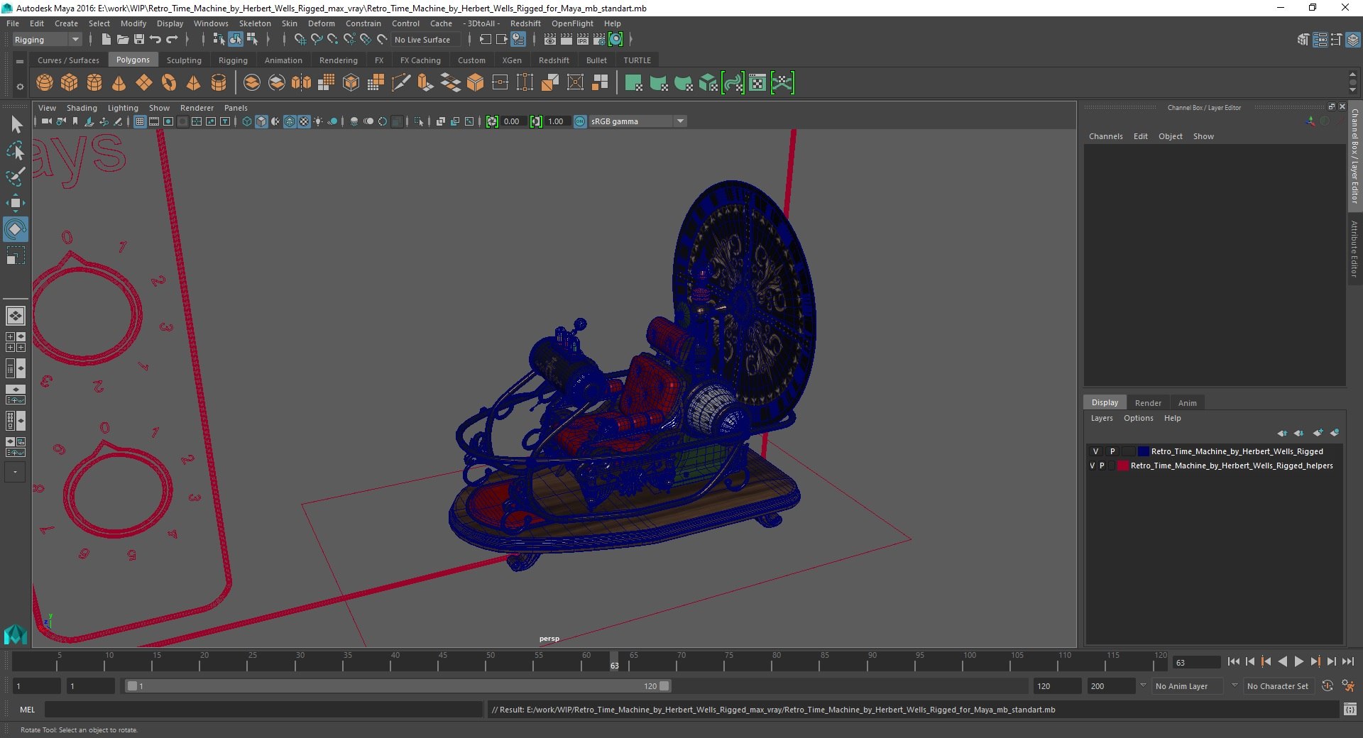 Retro Time Machine By Herbert Wells Rigged For Maya 3D Model ...