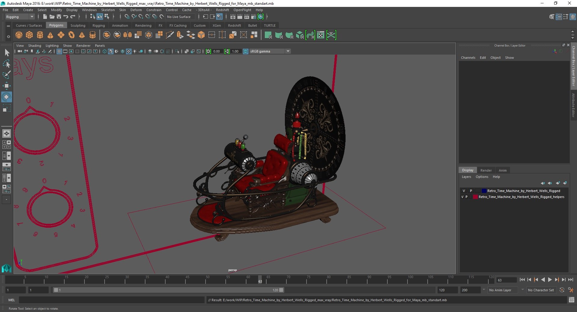 Retro Time Machine By Herbert Wells Rigged For Maya 3D Model ...
