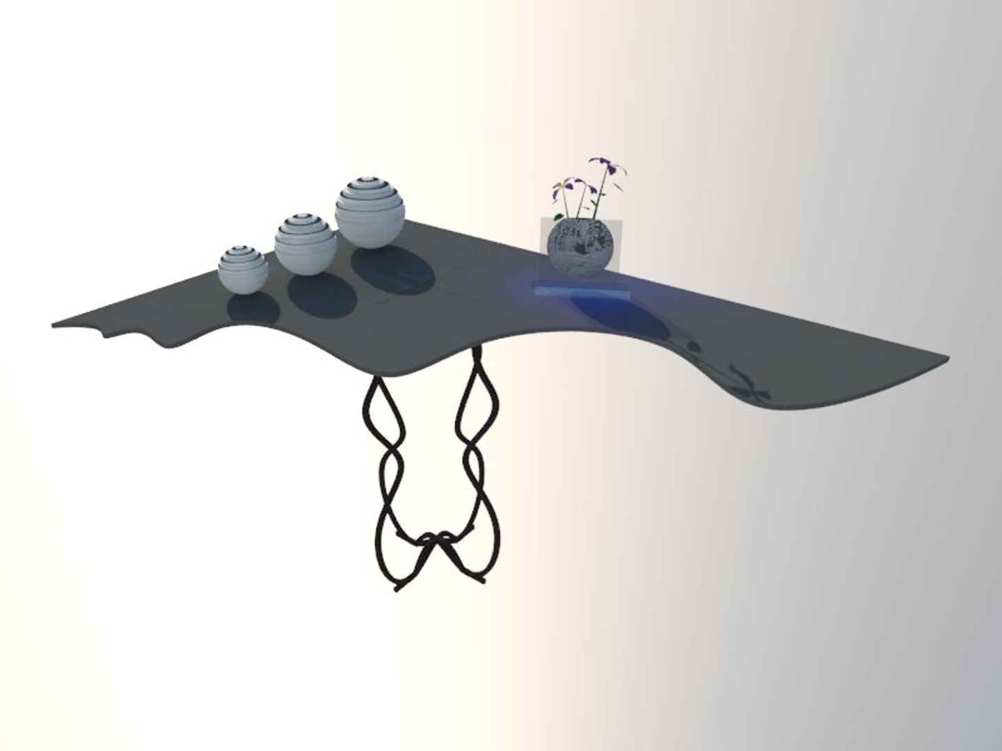 3d model organic shaped corner glass table