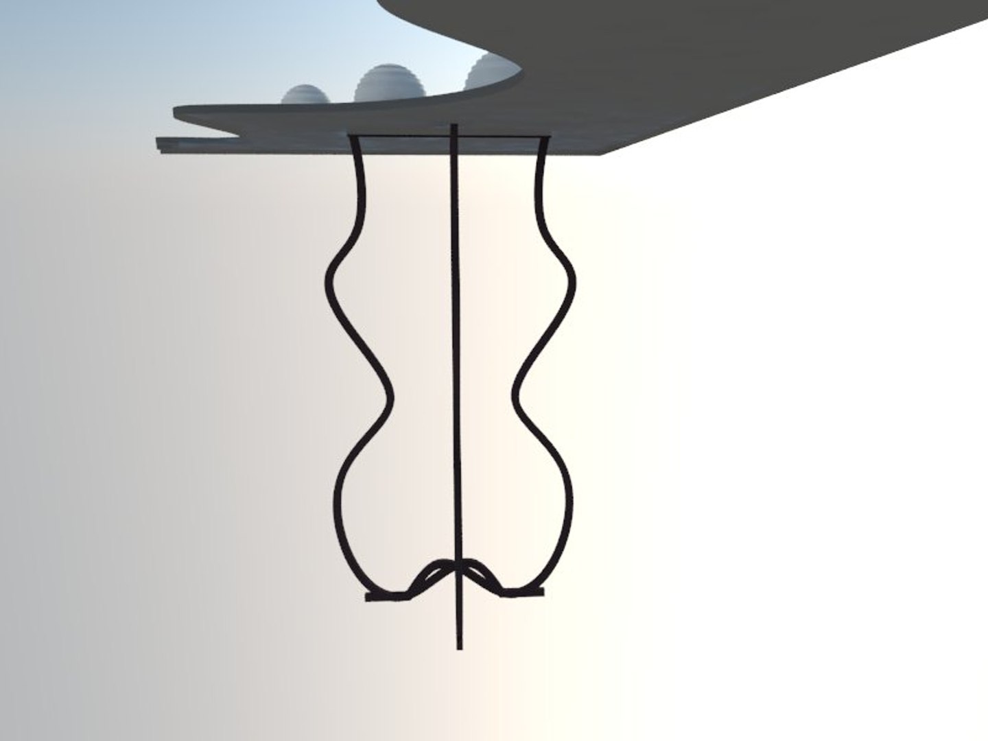 3d model organic shaped corner glass table