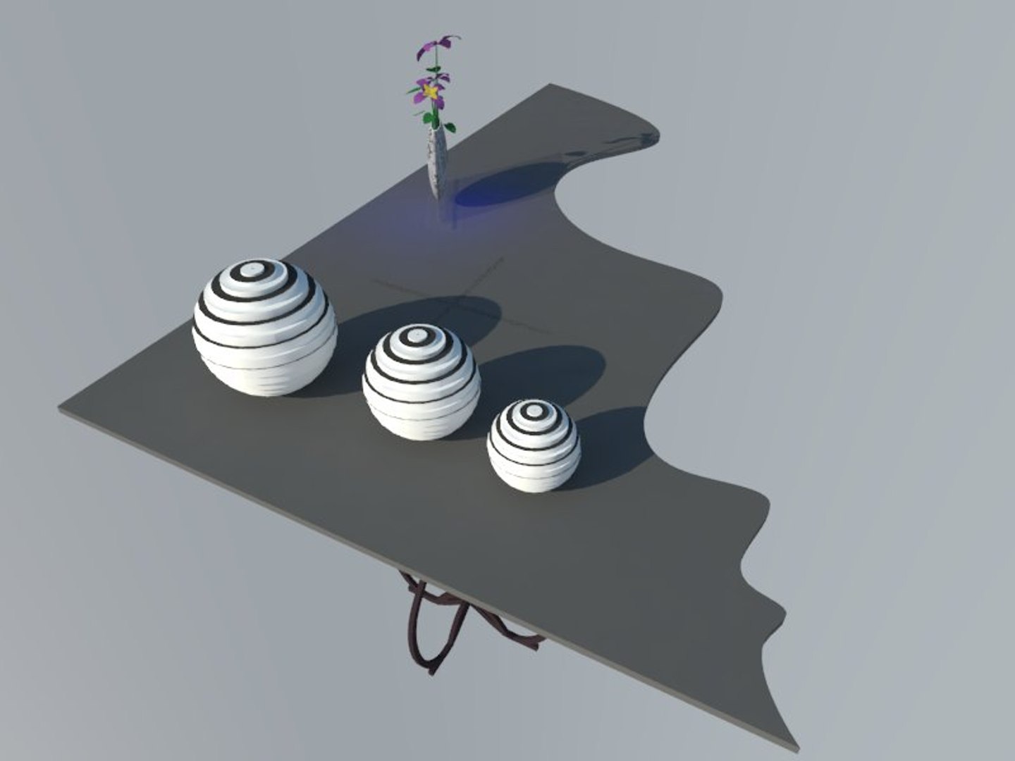 3d model organic shaped corner glass table