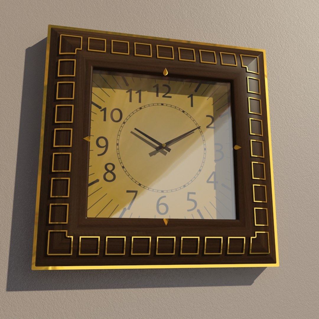 Square Wall Clock 3D Model - TurboSquid 1604956