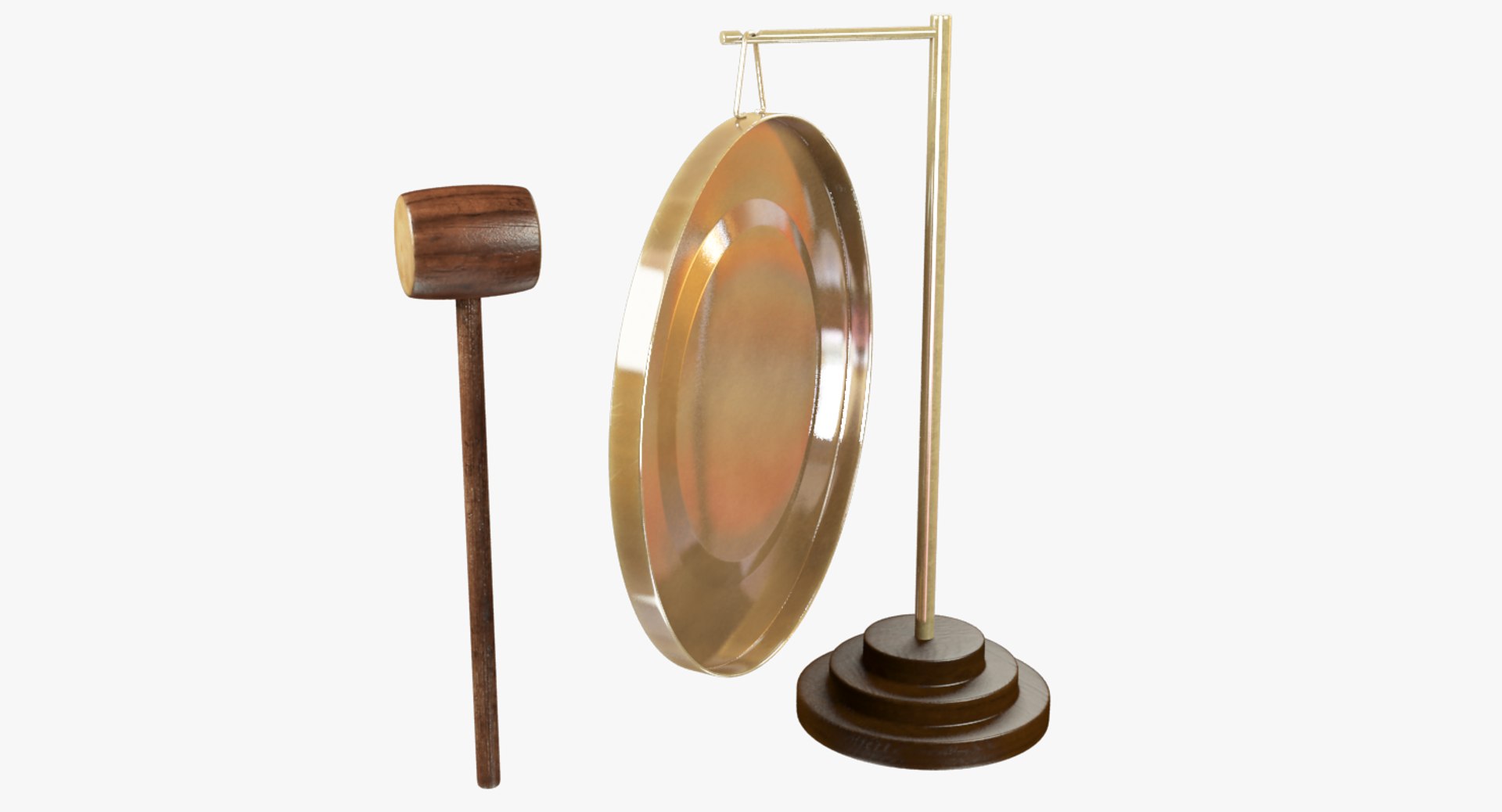 3D Gong Wooden Hammer Model - TurboSquid 1216326