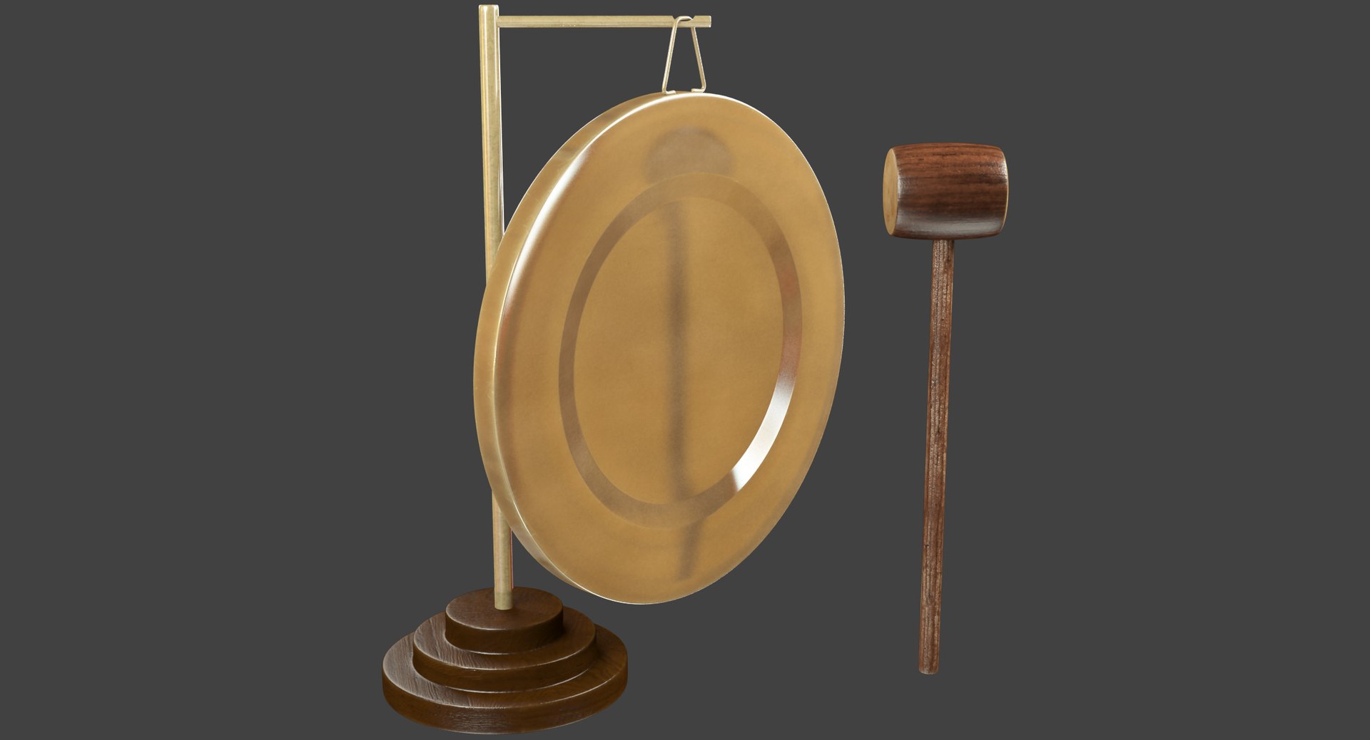 3D Gong Wooden Hammer Model - TurboSquid 1216326