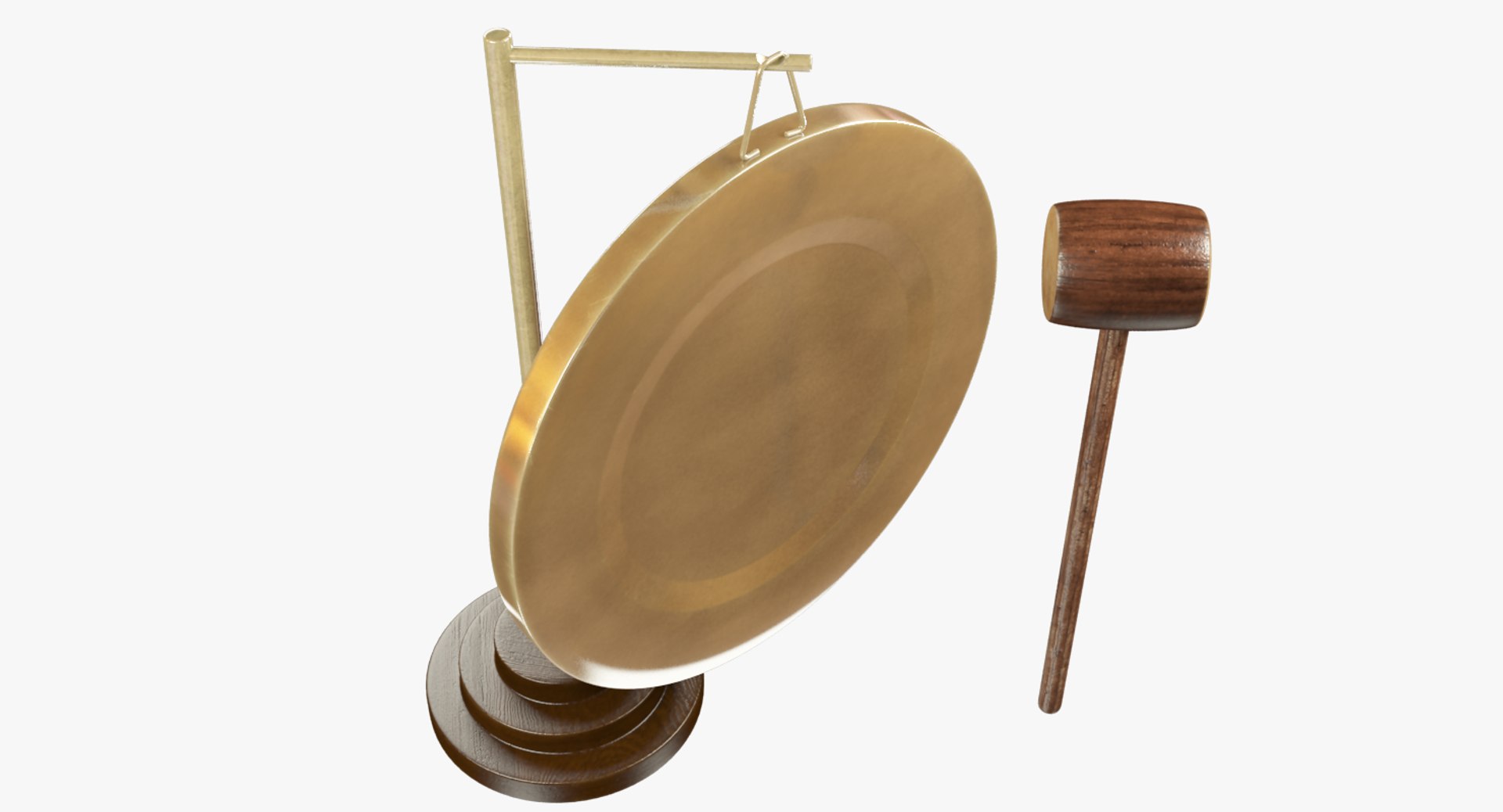 3D Gong Wooden Hammer Model - TurboSquid 1216326