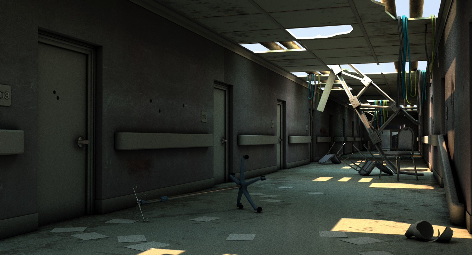 Damaged Hallway 3D Model - TurboSquid 1411158