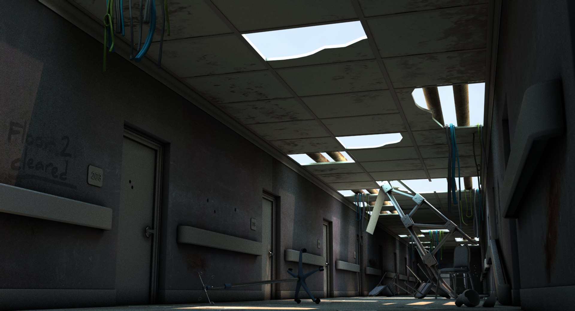 Damaged Hallway 3D Model - TurboSquid 1411158