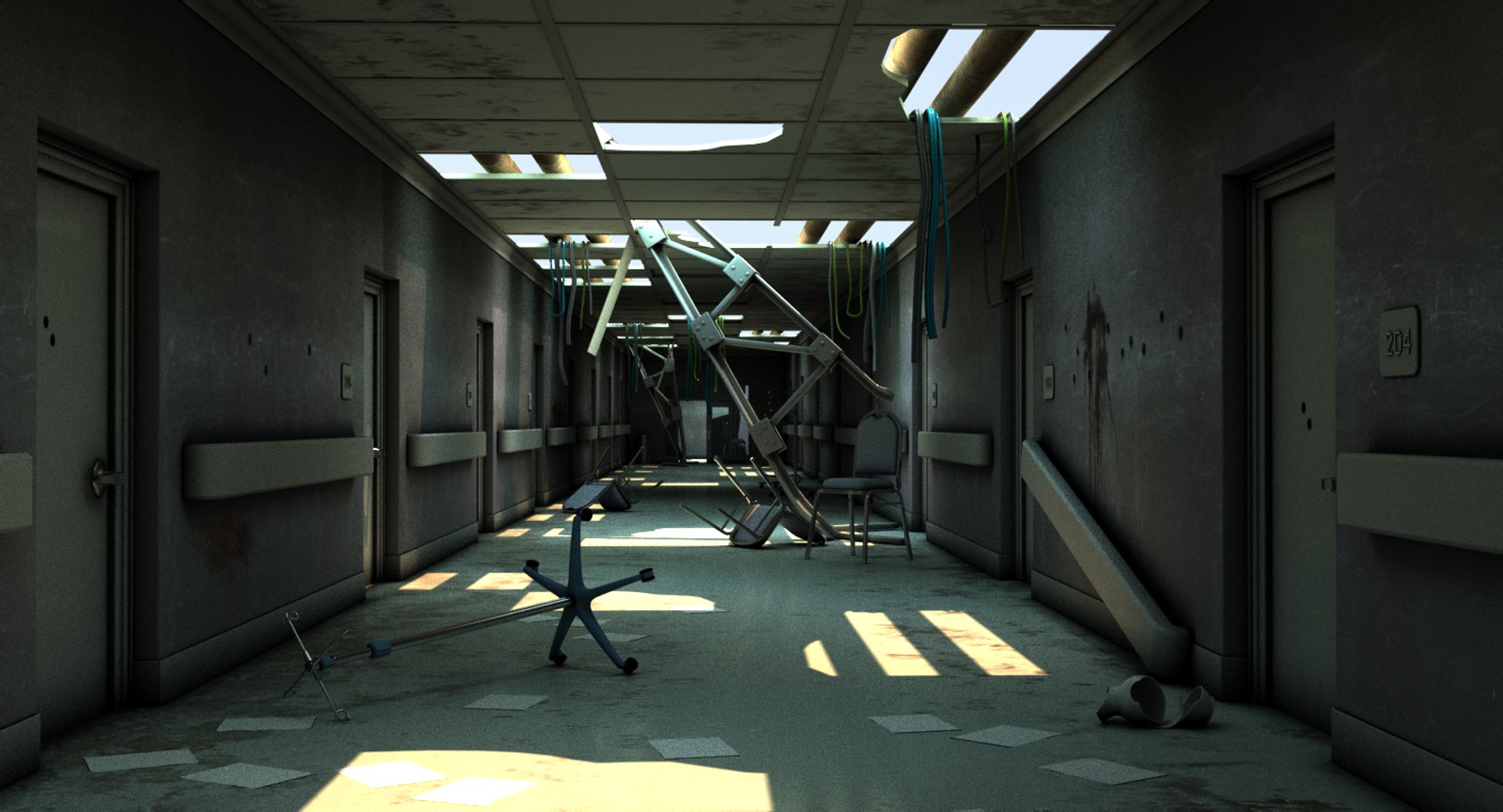 Damaged Hallway 3D Model - TurboSquid 1411158