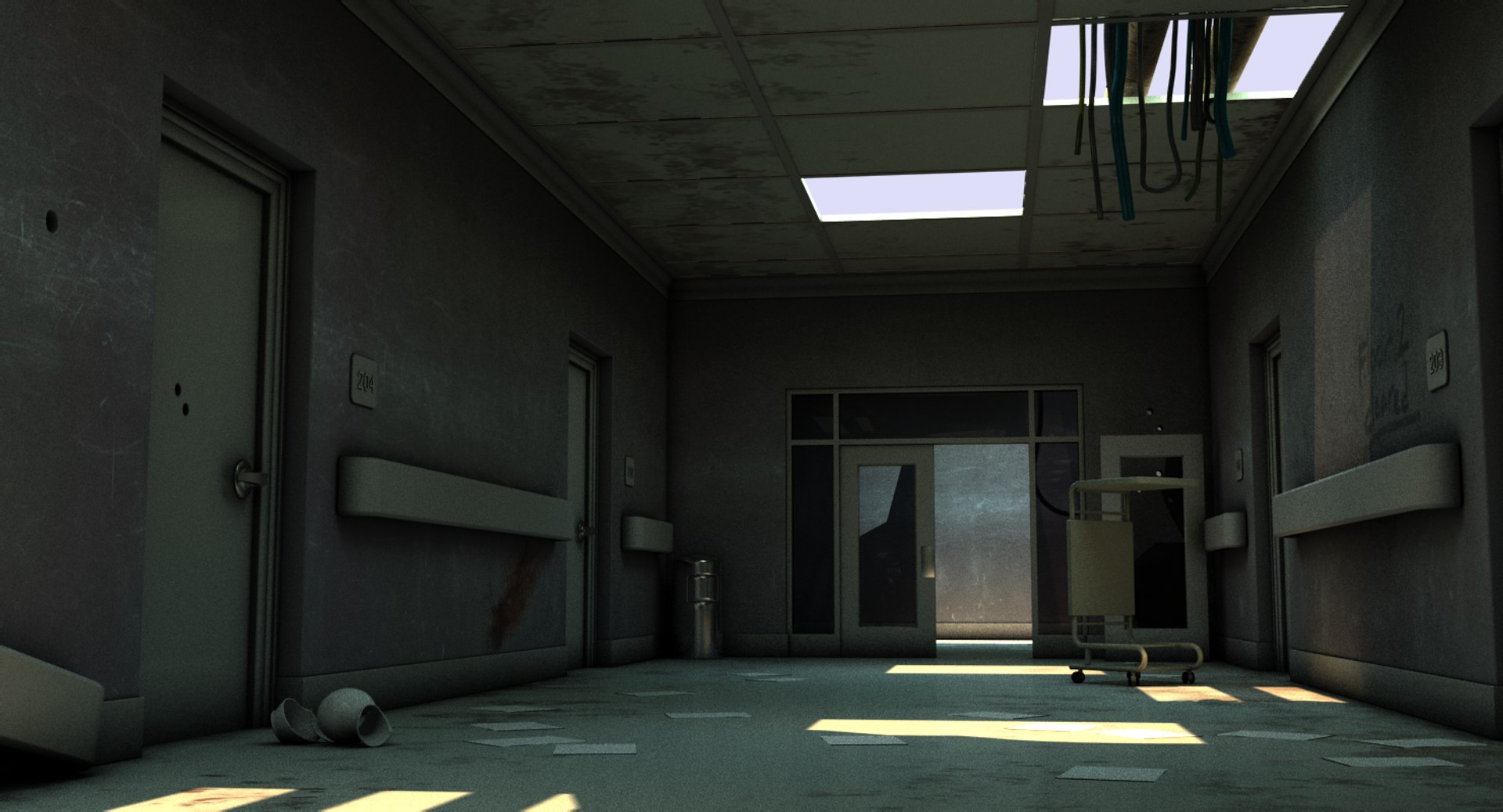 Damaged Hallway 3D Model - TurboSquid 1411158