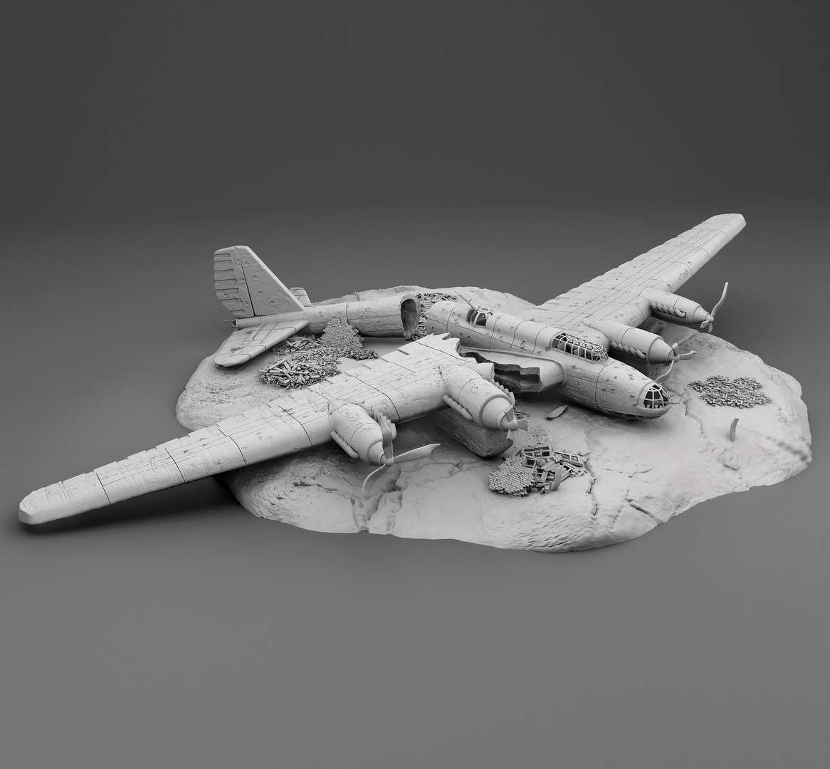 3D Model Soviet Plane Pe-8 Broken - TurboSquid 1952272