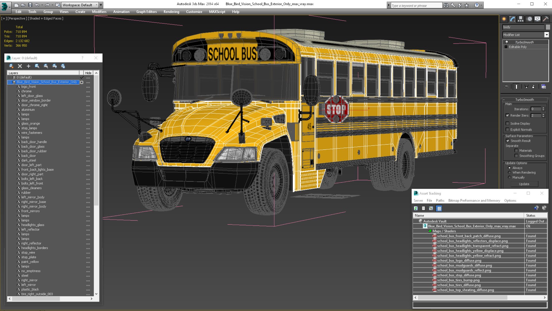 3D Blue Bird Vision School Bus Exterior Only - TurboSquid 1769450