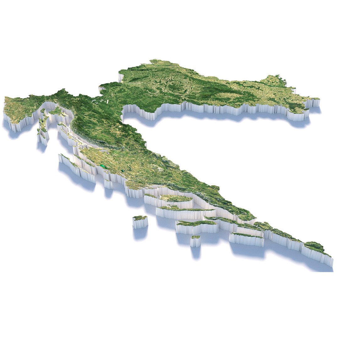 3D Croatia Hrvatska Terrain Map - TurboSquid 2336005