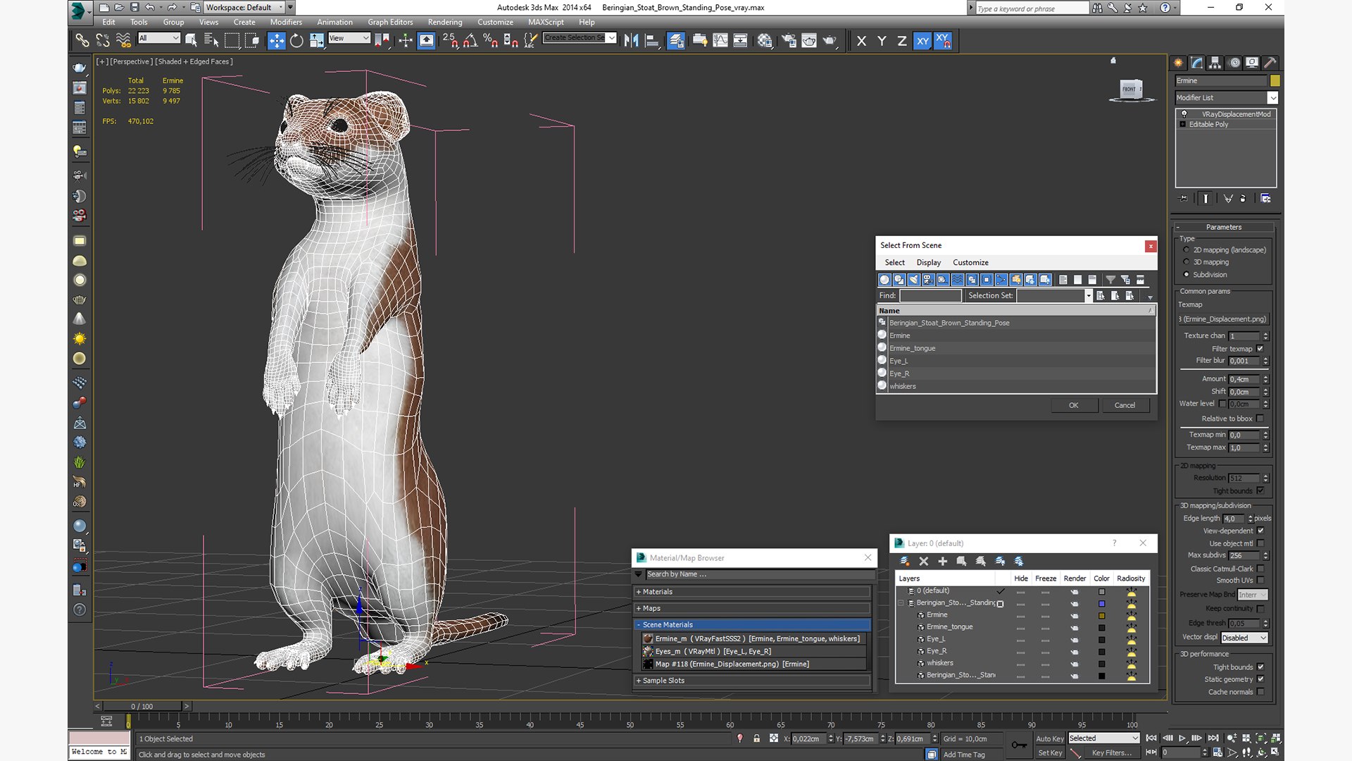 Beringian Stoat Brown Standing Pose 3D - TurboSquid 2211518