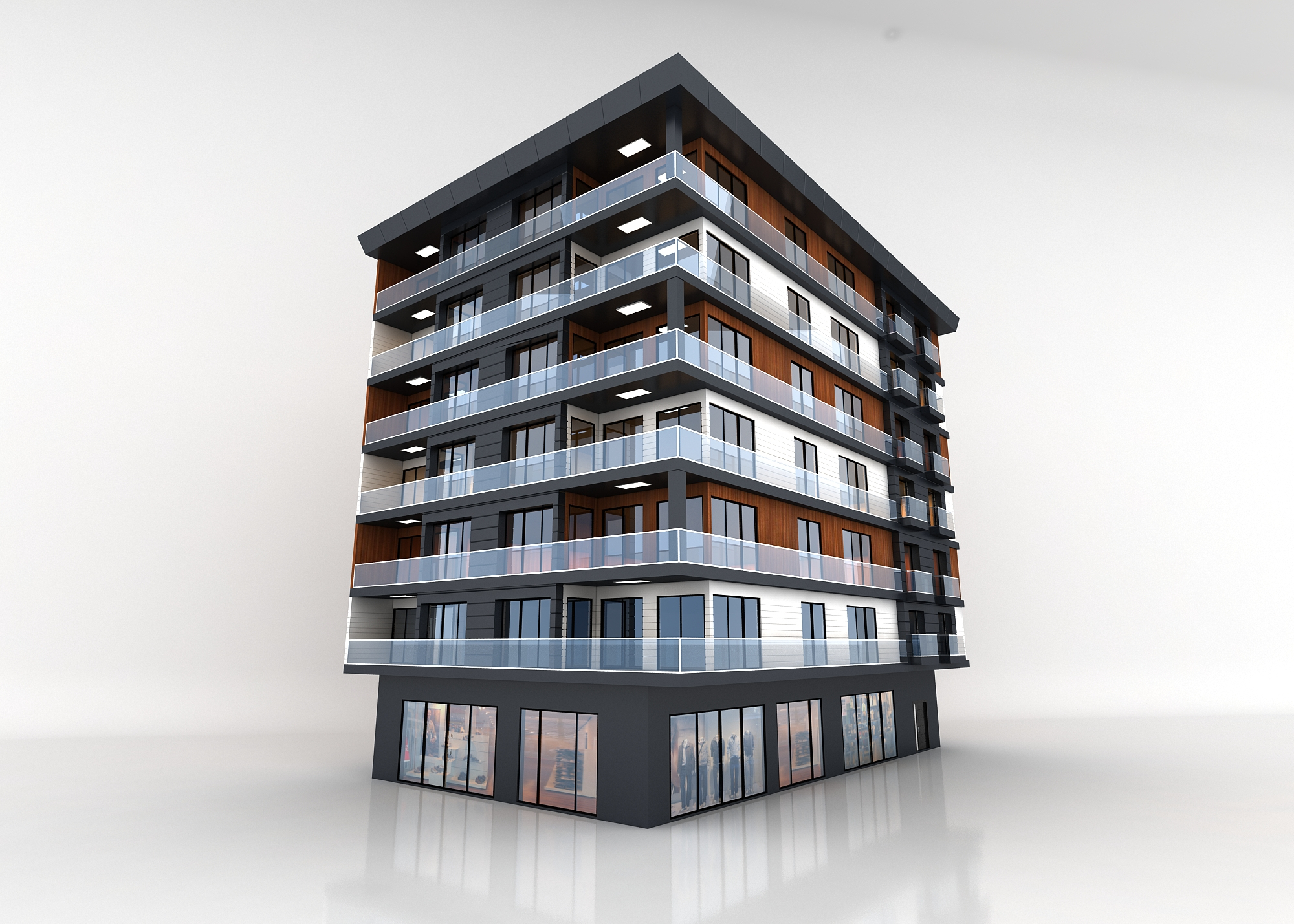 3D building modern residential model - TurboSquid 1586587