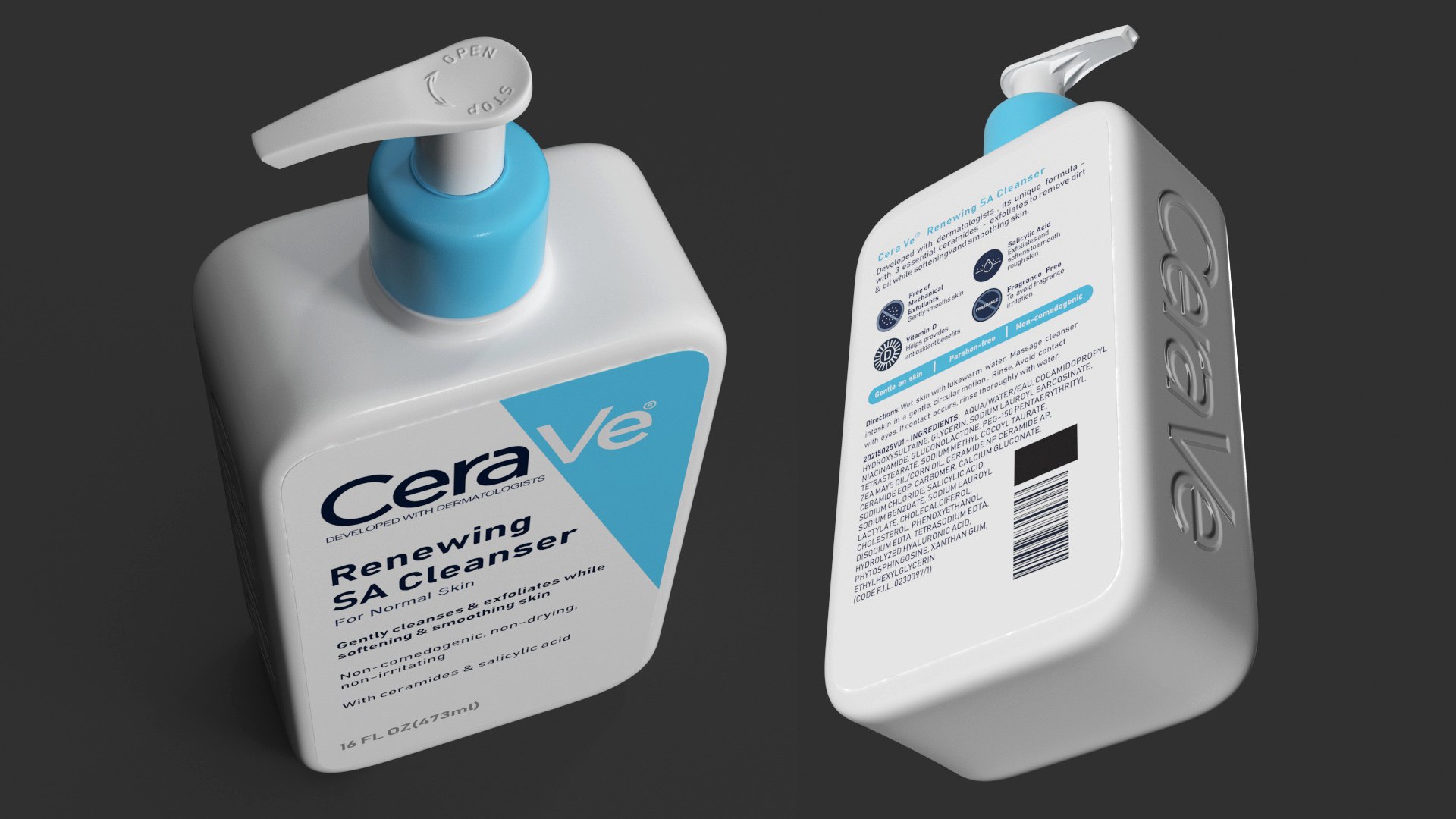 CeraVe Cleanser Dispenser Bottle 473 Ml Blue 3D - TurboSquid 2283334