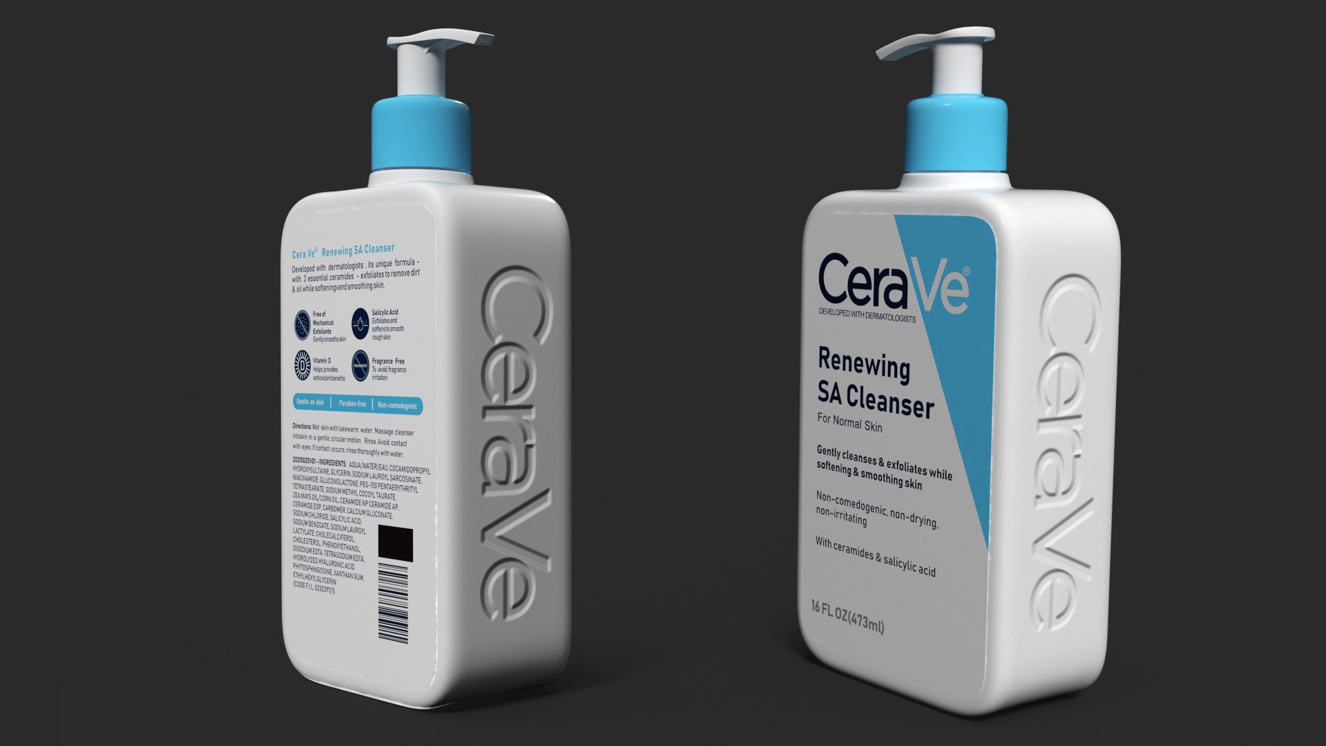 CeraVe Cleanser Dispenser Bottle 473 Ml Blue 3D - TurboSquid 2283334