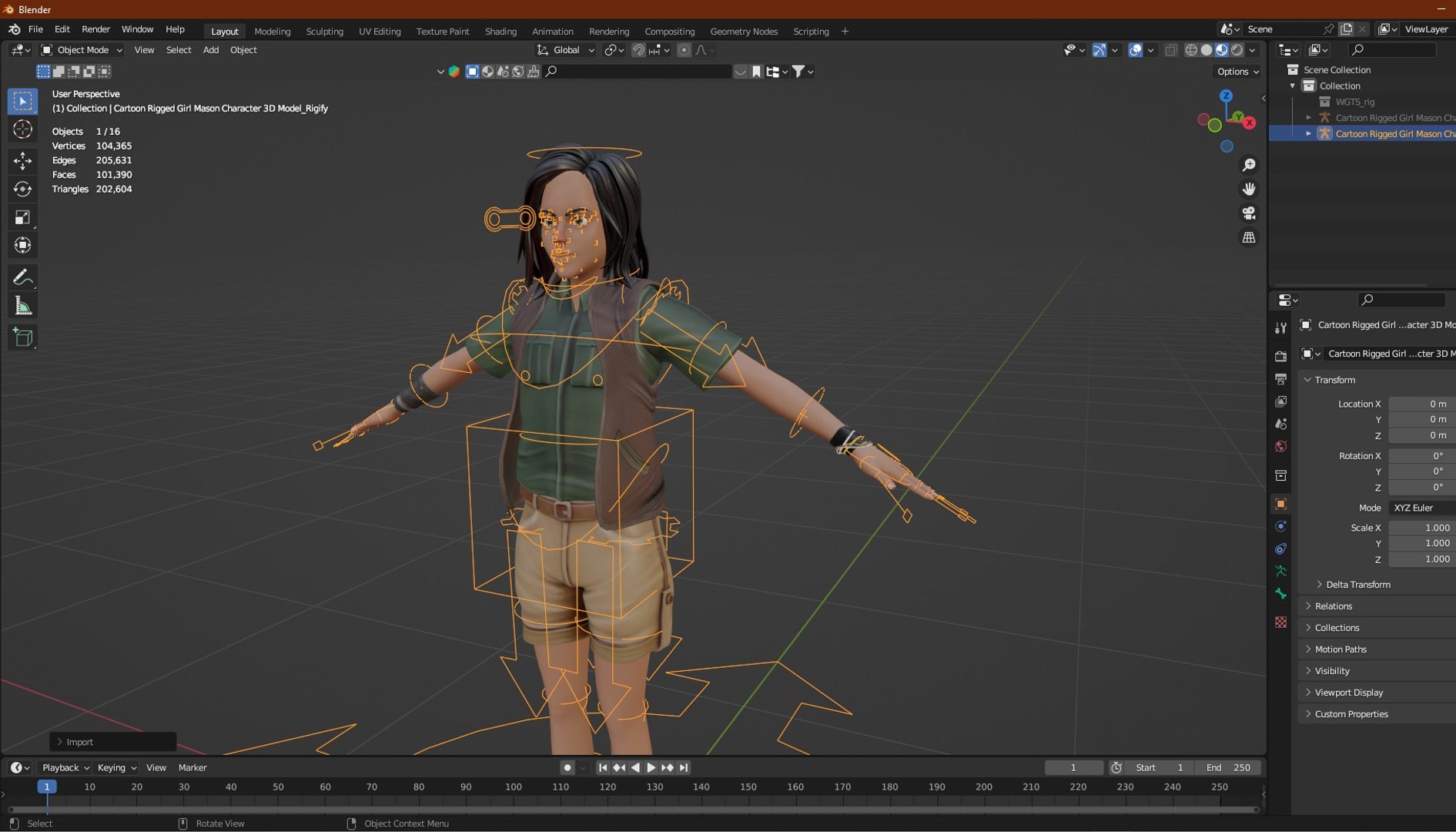 3D Cartoon Rigged Girl Mason Character 3D Model Model - TurboSquid 2292801