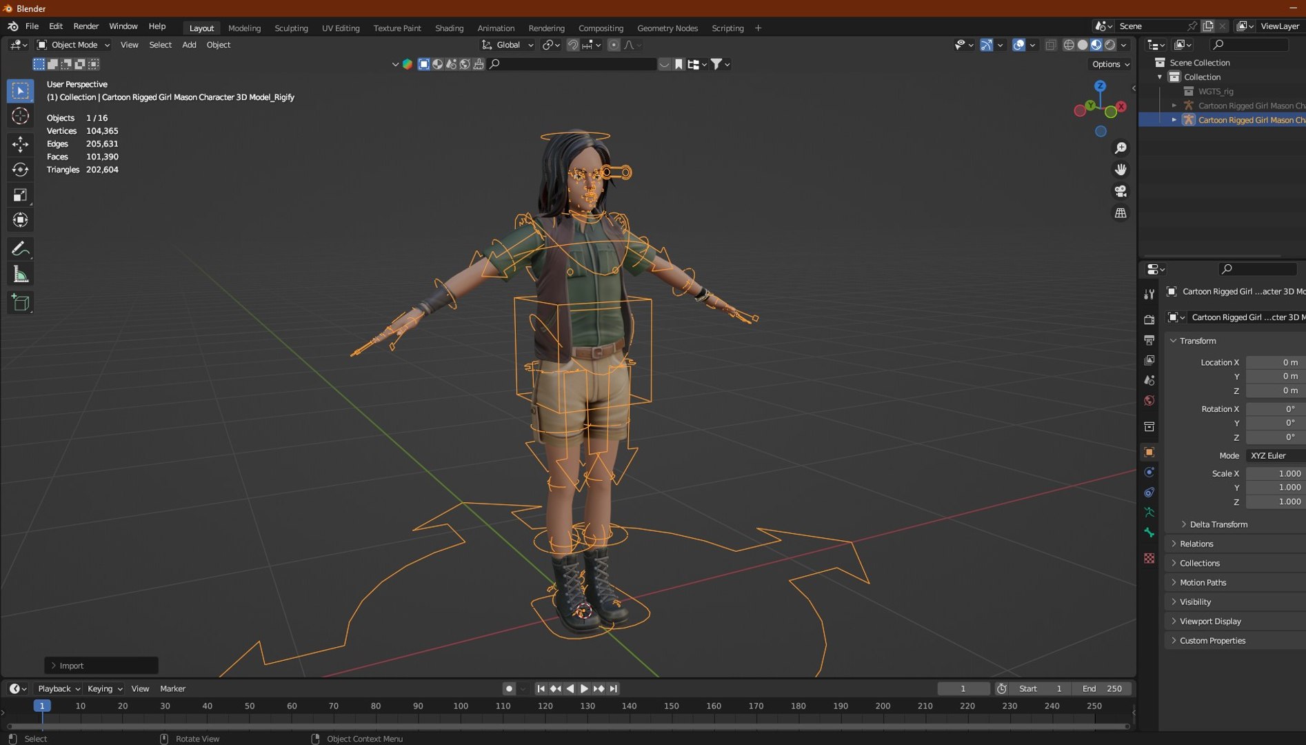 3D Cartoon Rigged Girl Mason Character 3D Model Model - TurboSquid 2292801