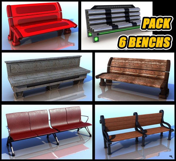 pack 6 bench 3d model