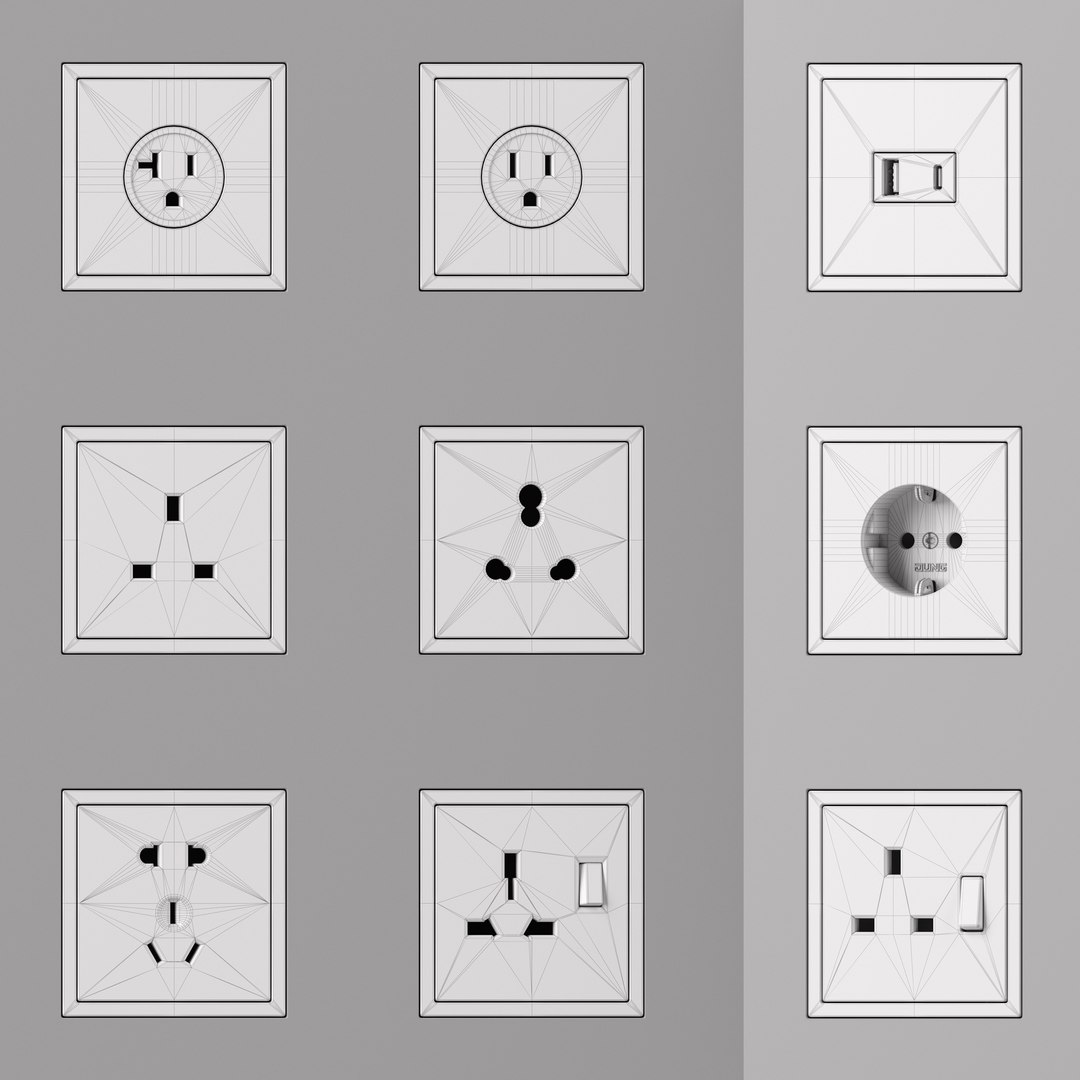 3D JUNG LS ZERO Switches And Sockets Kit 80 Items - TurboSquid 1986722