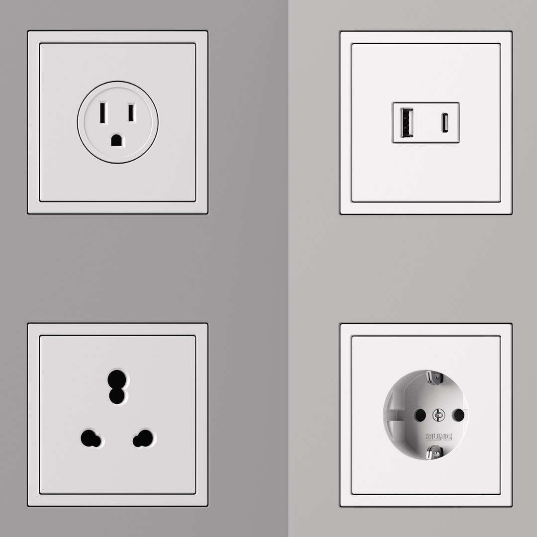 3D JUNG LS ZERO Switches And Sockets Kit 80 Items - TurboSquid 1986722